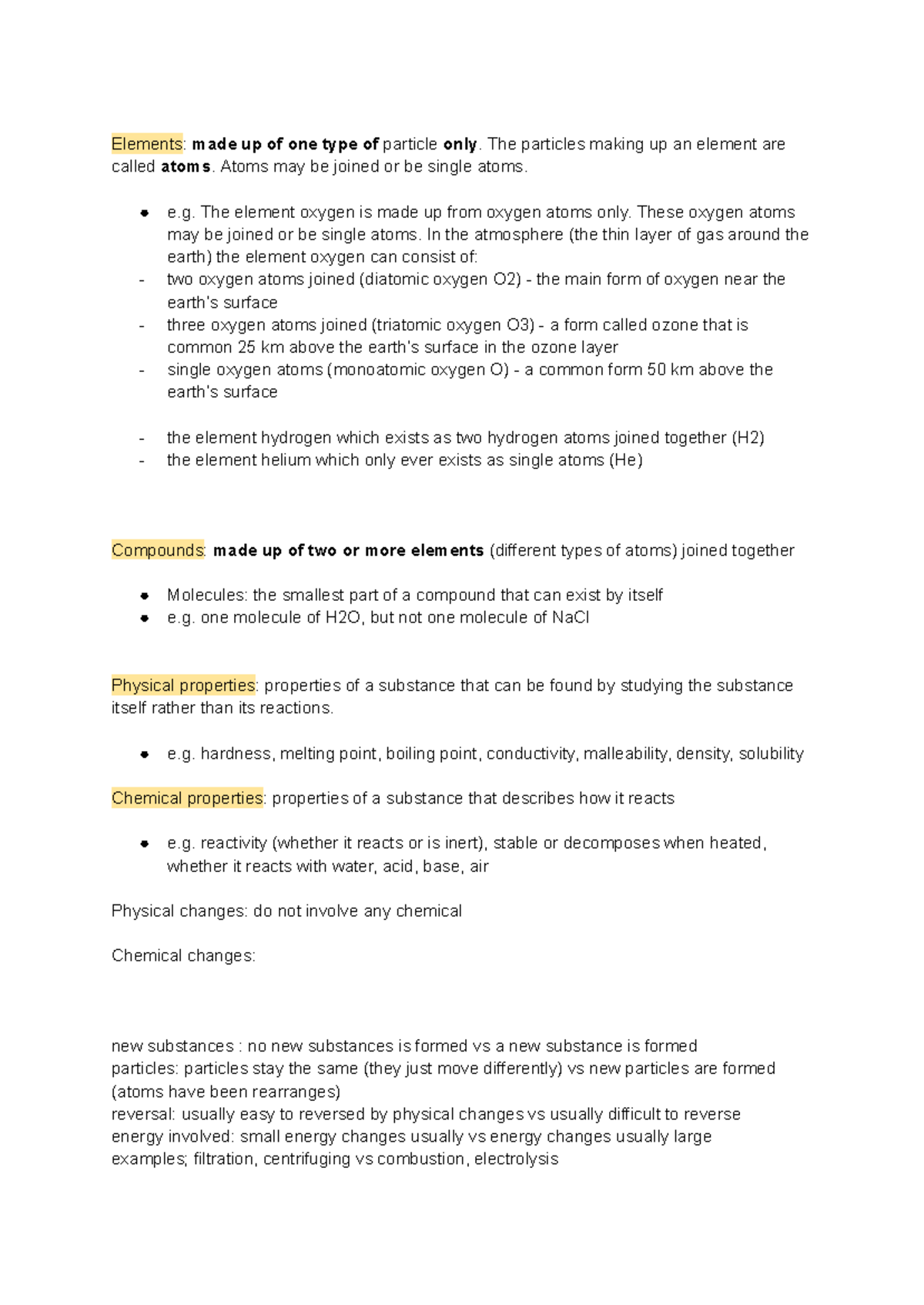 MOD 1 Properties and Structures of Matter - Elements: made up of one ...