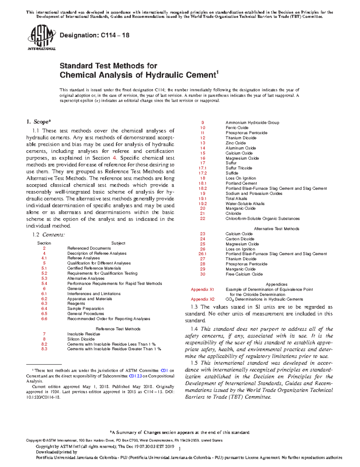 ASTM C114 (Standard Test Method for Chemical Analysis of Hydraulic ...