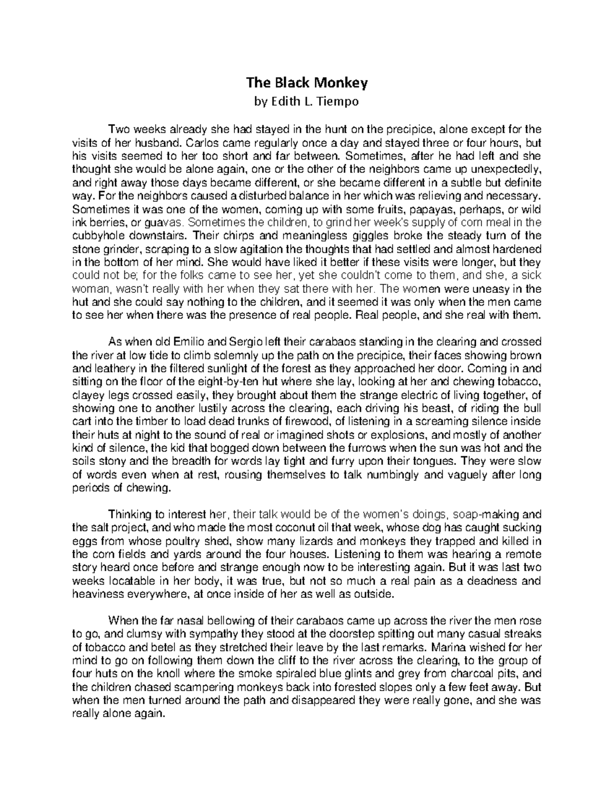 The Black Monkey Region 2 - The Black Monkey by Edith L. Tiempo Two ...