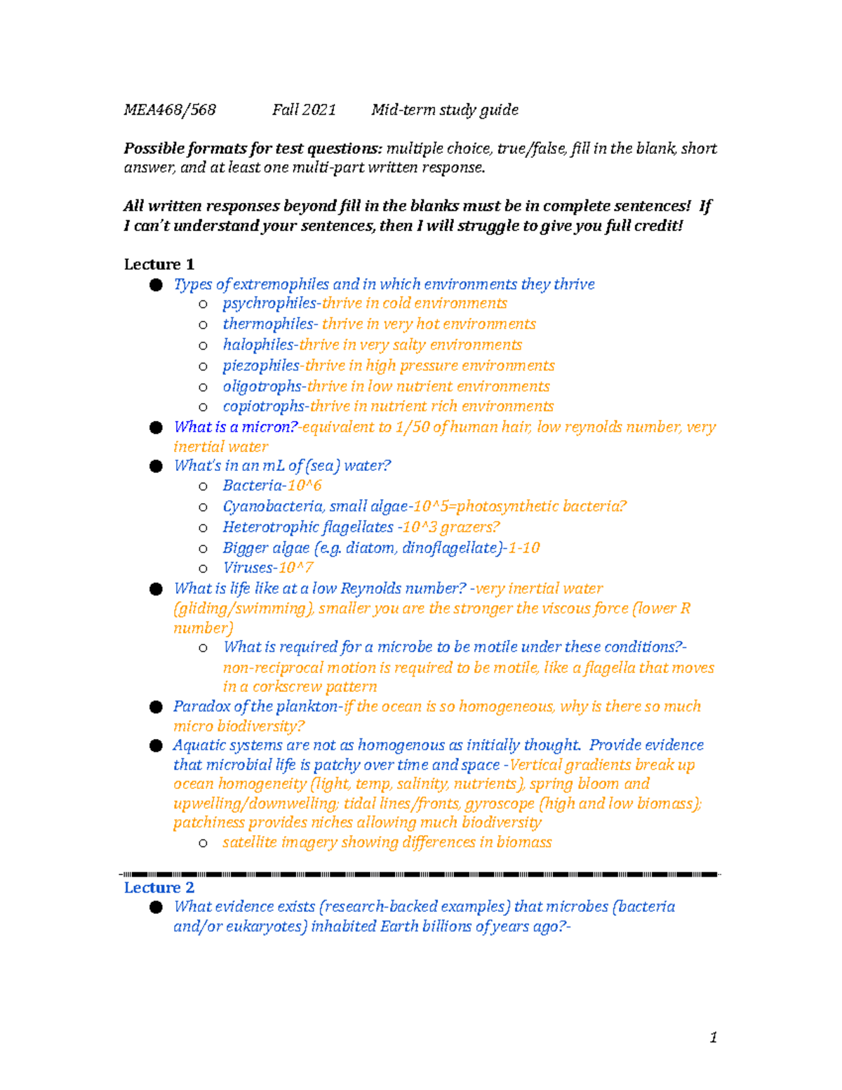 Copy of MID study guide FALL2021 - MEA468/568 Fall 2021 Mid-term study ...