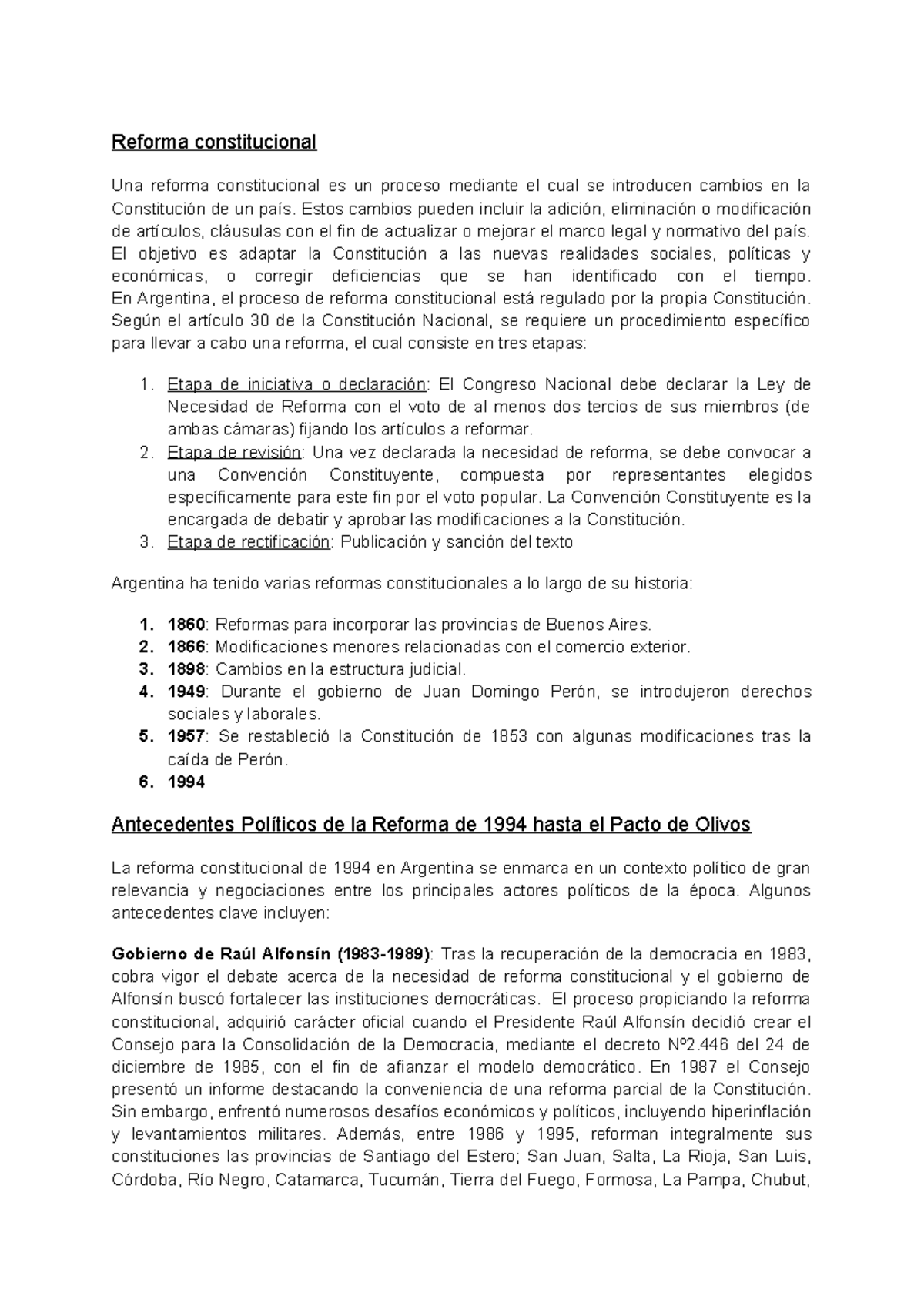 2 Parcial Derecho - dawdad - Reforma constitucional Una reforma ...
