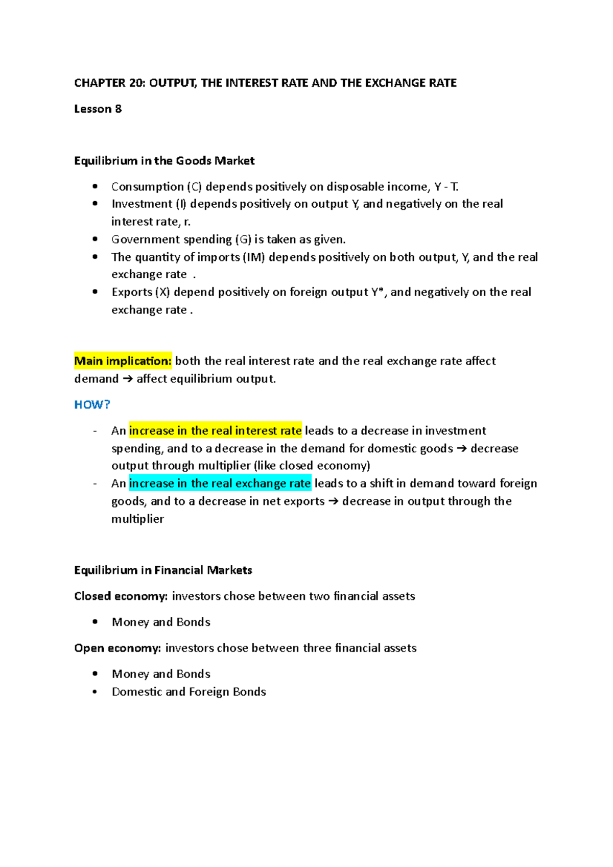 Lesson 8 (Blanchard Chapter 20) Summary - CHAPTER 20: OUTPUT, THE ...