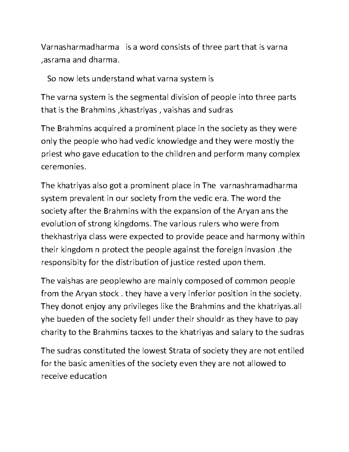 Varma - Varnasharmadharma is a word consists of three part that is ...