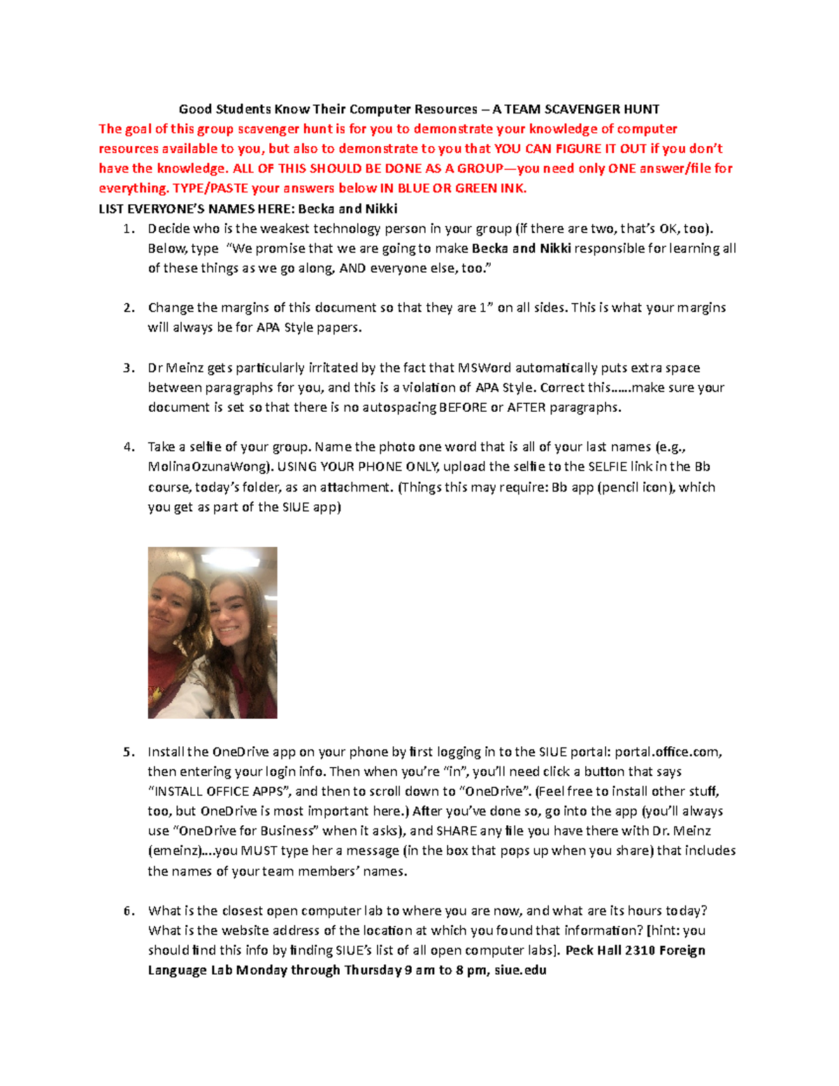 Online Scavenger Hunt - Good Students Know Their Computer Resources A ...