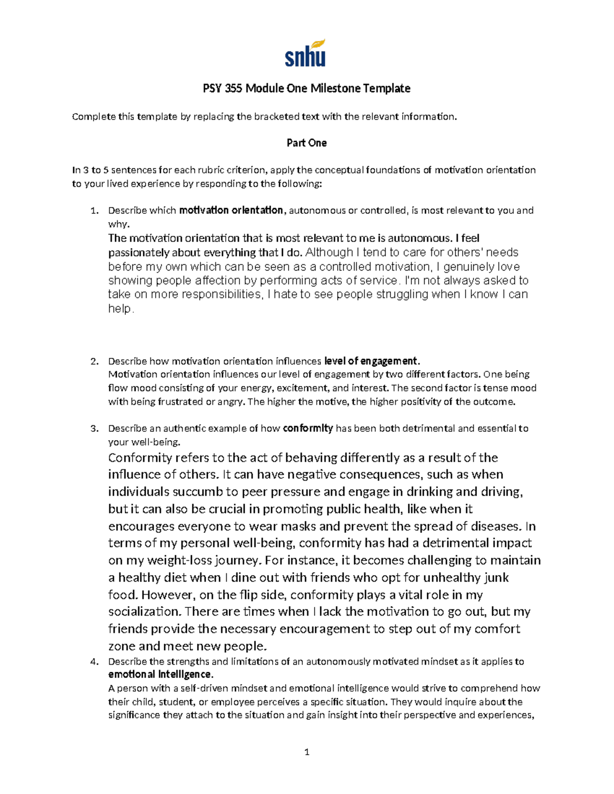PSY 355 Module One Milestone Template - PSY 355 Module One Milestone ...