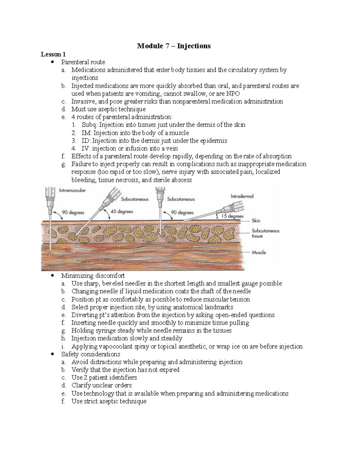 Injections - Module 7 - notes on injection lab - Module 7 – Injections ...