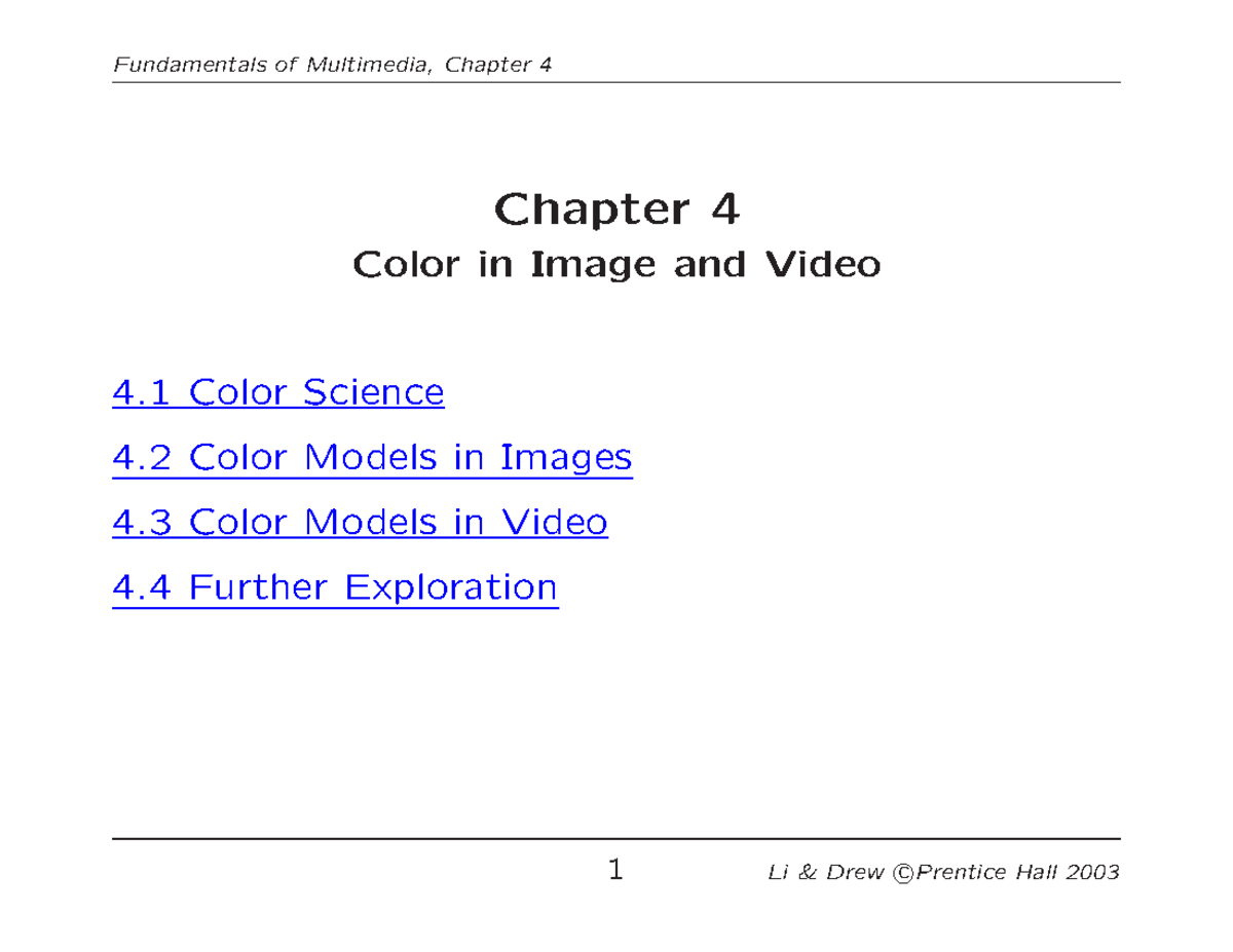 Lecture 04 Color in Image and Video - Chapter 4 Color in Image and ...