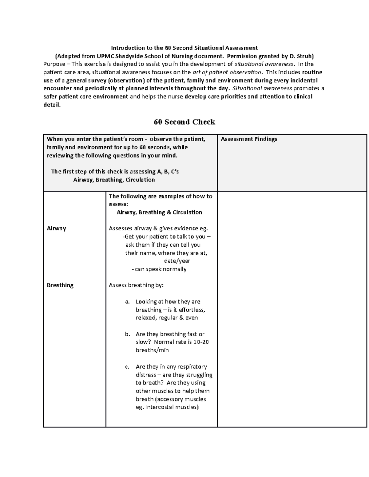 60 Second Check General Survey and VS - Introduction to the 60 Second ...