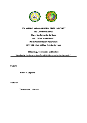 NSTP Training Design Sample (DRRM) - TRAINING DESIGN Training Title ...