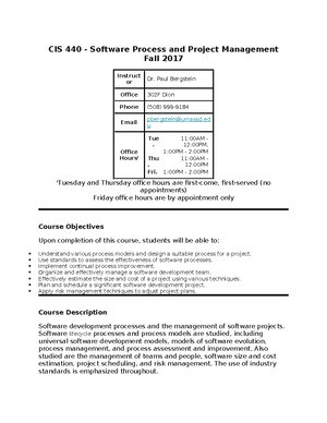 CIS - course materials - CIS-440 Project Due: Friday, December 8, 2017 Problem Statement You are ...