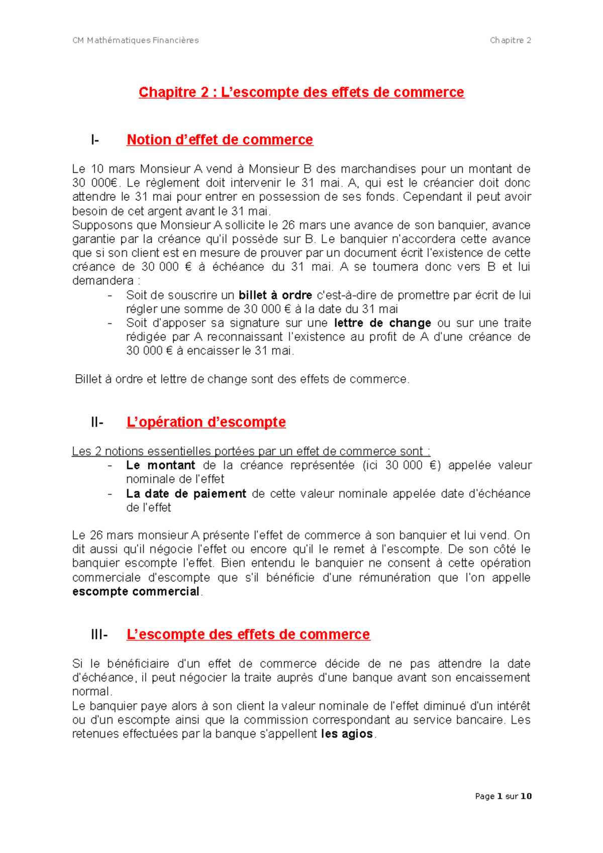 Chapitre 2 - ùmlkh - Chapitre 2 : L’escompte des effets de commerce I- Notion d’effet de ...