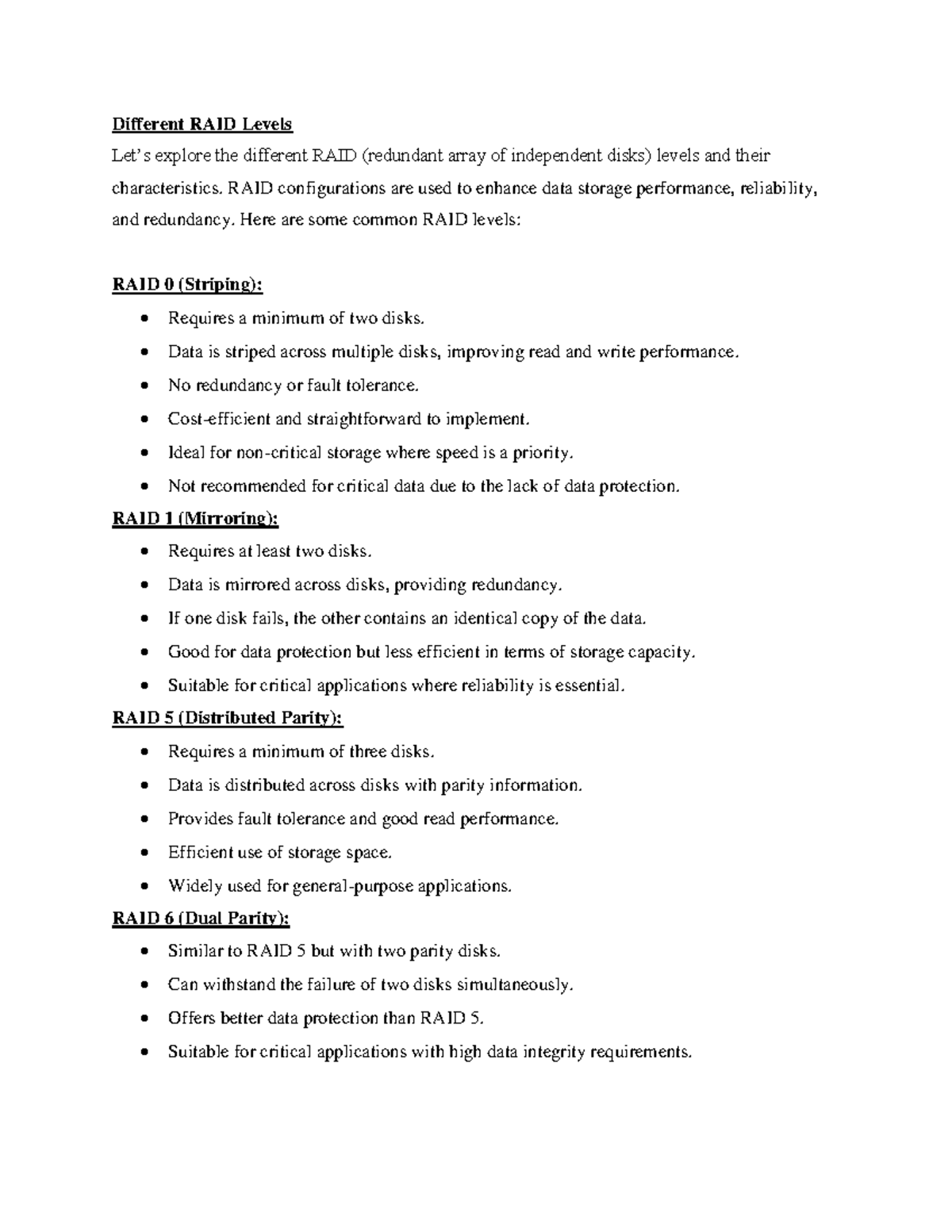 Different RAID Levels part 2 - Different RAID Levels Let’s explore the different RAID (redundant ...