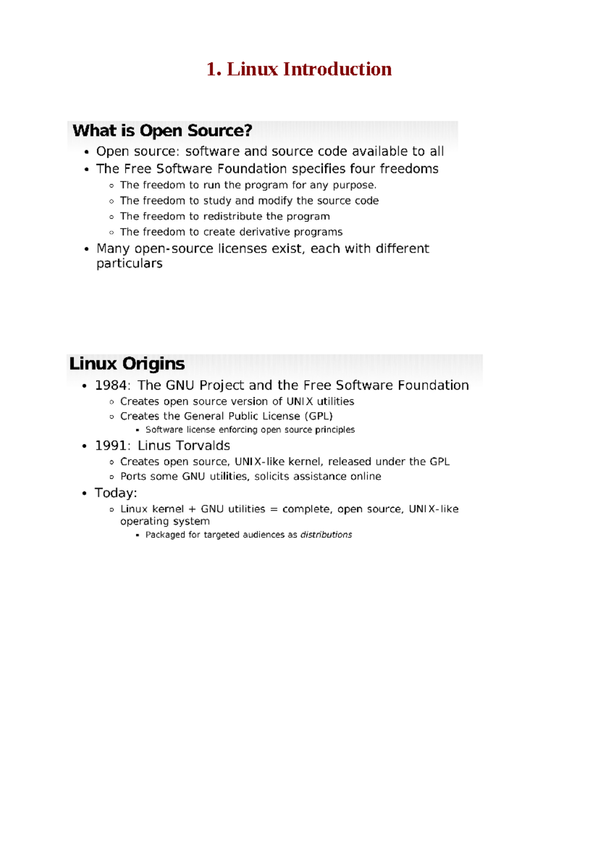 008 Linux Quick Start - 12321 - 1. Linux Introduction Why Linux? OpenSource. Community support ...