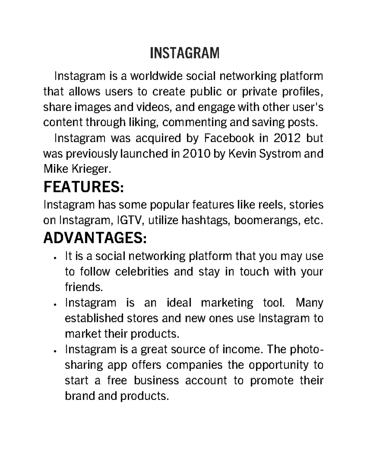 Instagram - INSTAGRAM Instagram is a worldwide social networking ...