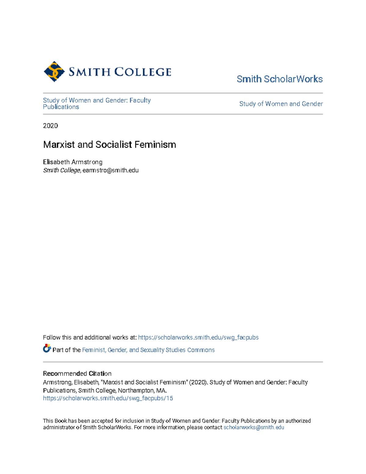 Marxist and Socialist Feminism - Smith ScholarWorksSmith ScholarWorks ...