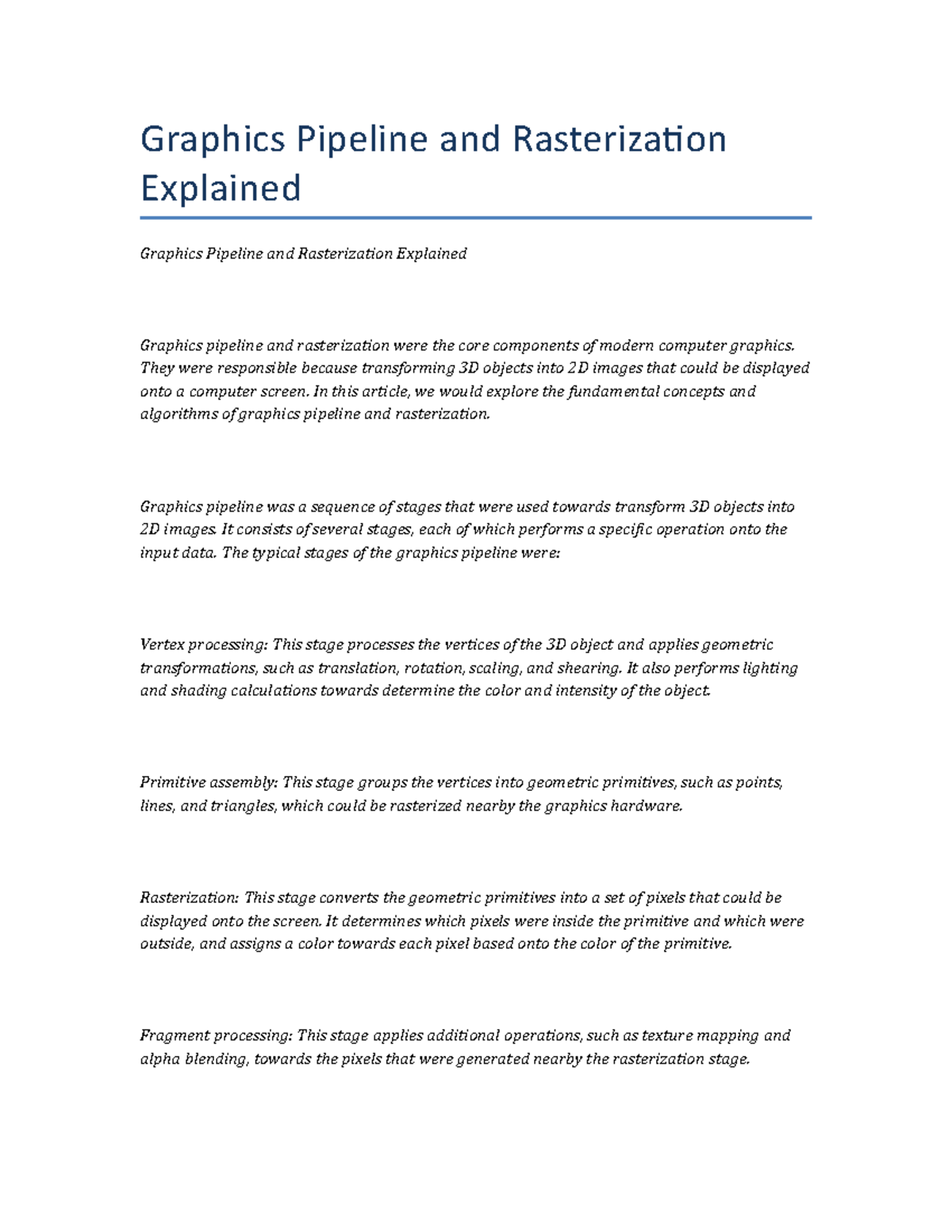 Graphics Pipeline And Rasterization Explained Graphics Pipeline And Rasterization Explained