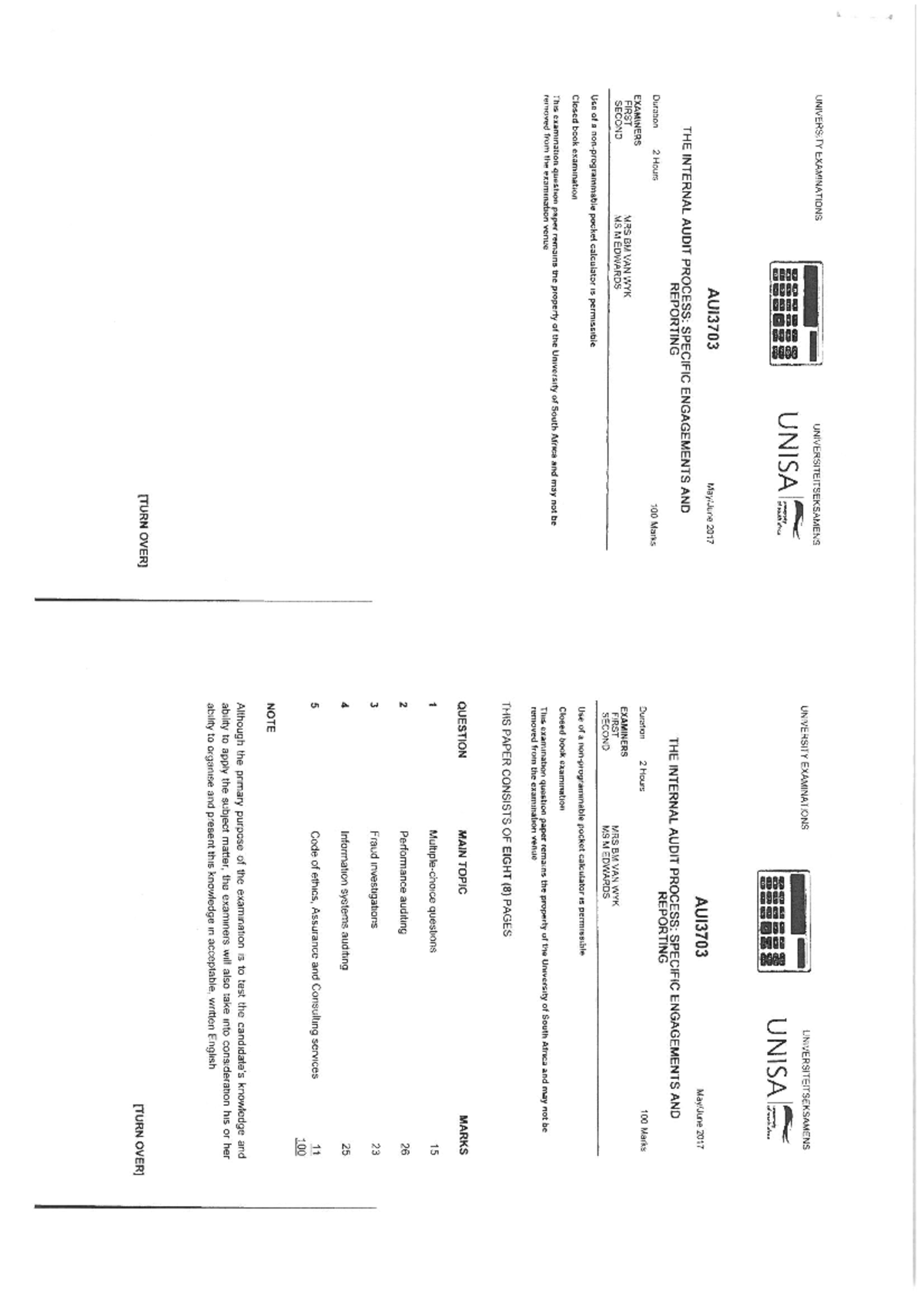 Exam October 2017, answers - AUI3703 - Studocu