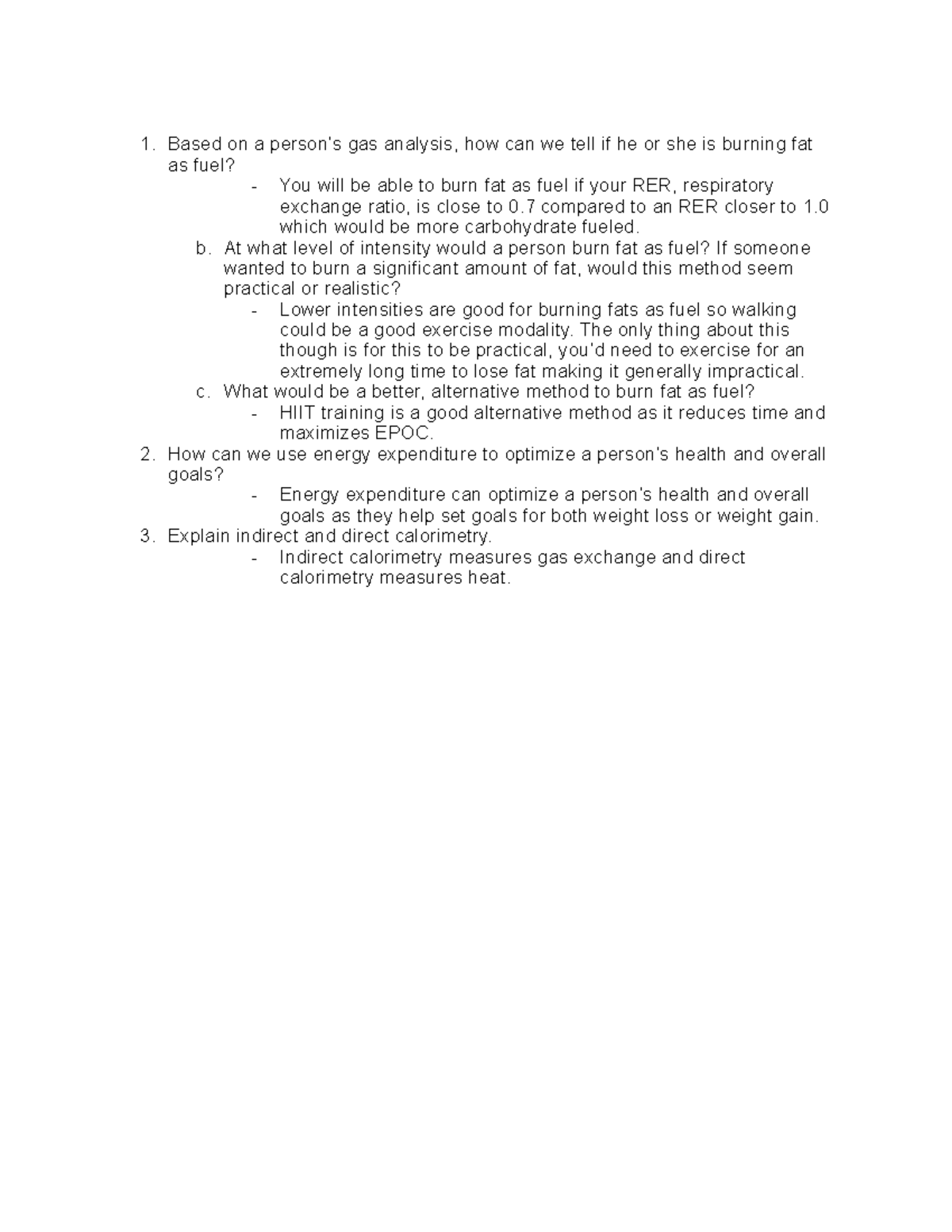 EXS-340L Lab 3 - LAB questions - Based on a person’s gas analysis, how ...