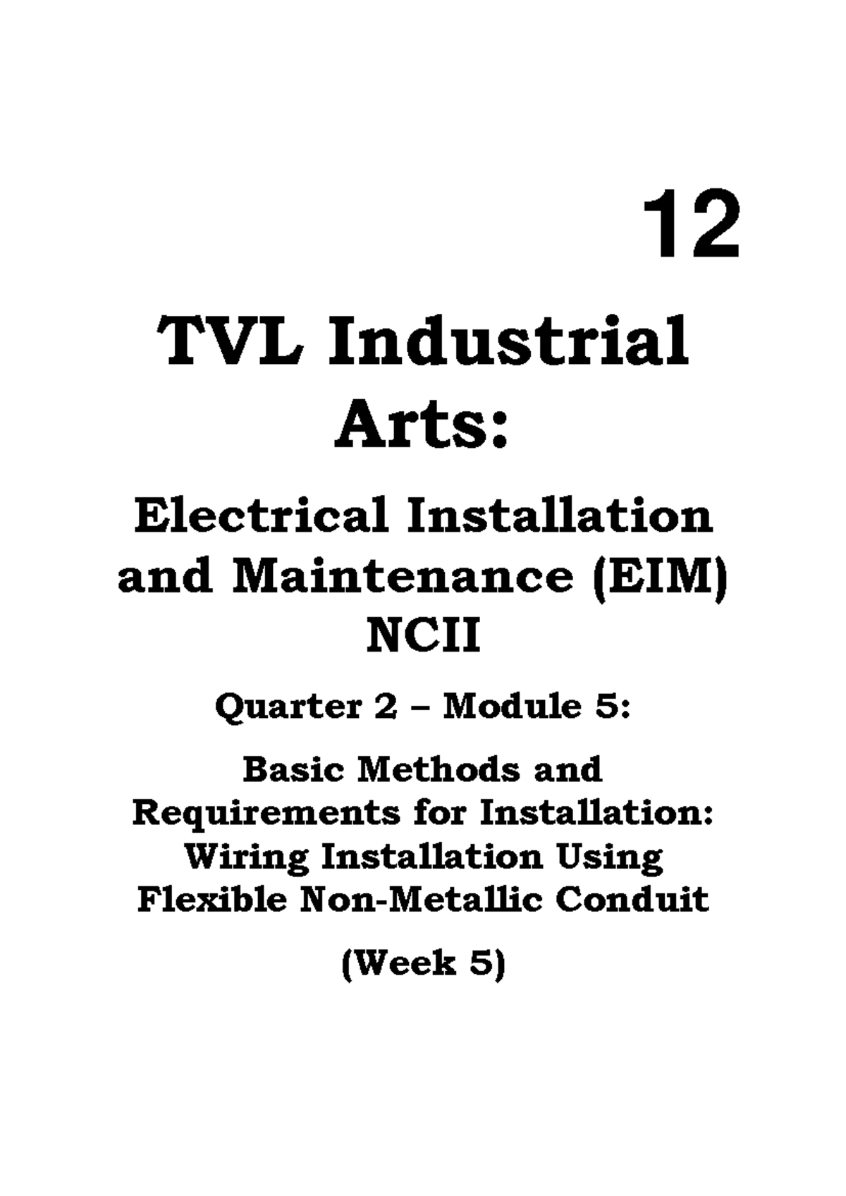5 Q2 EIM 12 - 12 TVL Industrial Arts: Electrical Installation and ...
