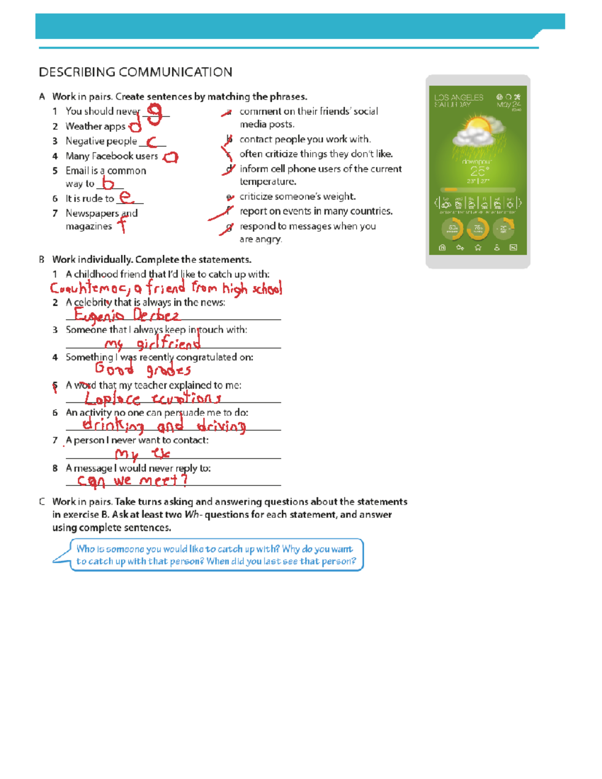 BUS 2.0 Level 4 plan 7 Handout 1 - DESCRIBING COMMUNICATION A Work in ...