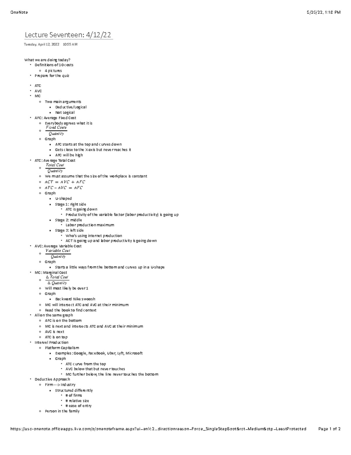 Microeconomics Lecture 16 - OneNote 5/26/22, 1:18 PM - Studocu