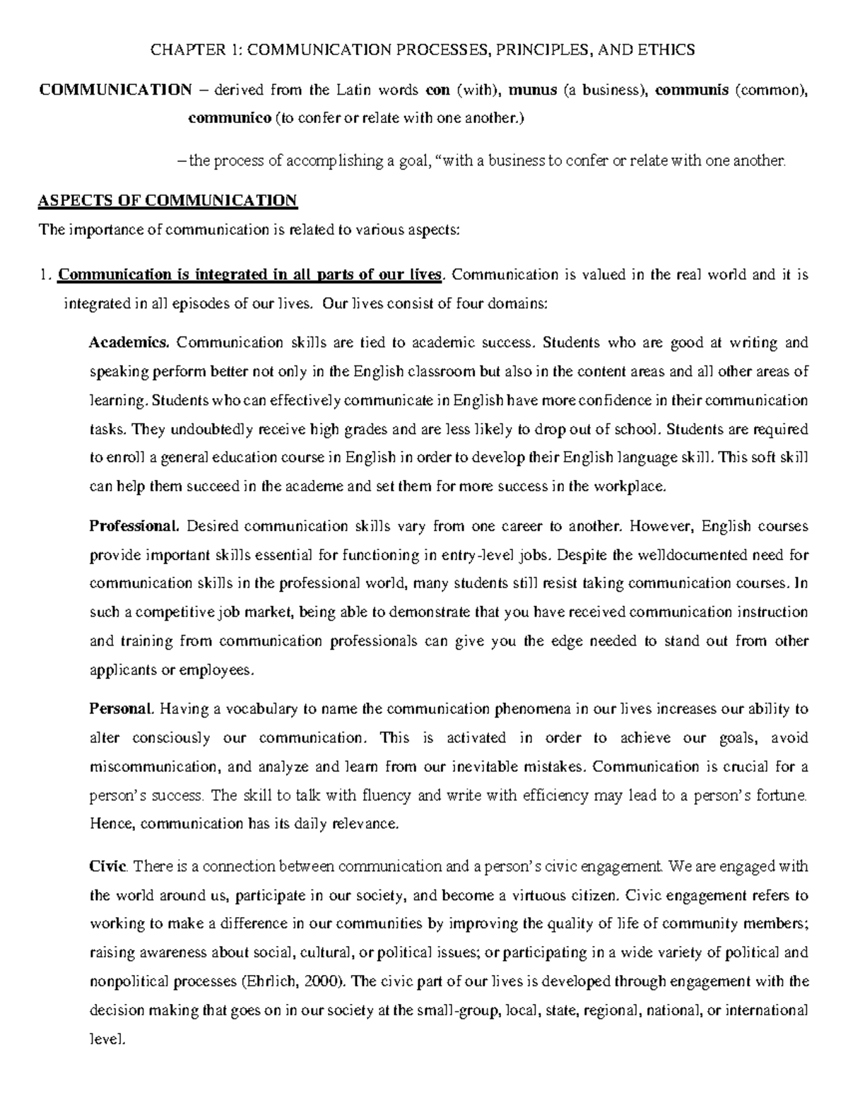 Pur Comm Handout 1 Chapter 1 AND 2 reviewer pdf - CHAPTER 1: COMMUNICATION PROCESSES, PRINCIPLES ...