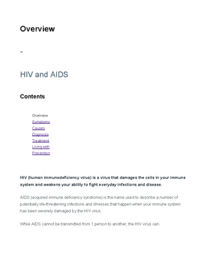 Overview of HIV AIDS - Overview Acquired immunodeficiency syndrome ...