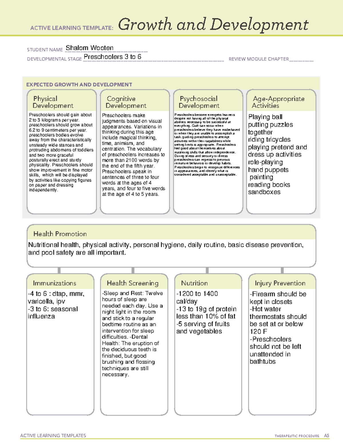 Growth and development 3 to 6 - ACTIVE LEARNING TEMPLATES THERAPEUTIC ...
