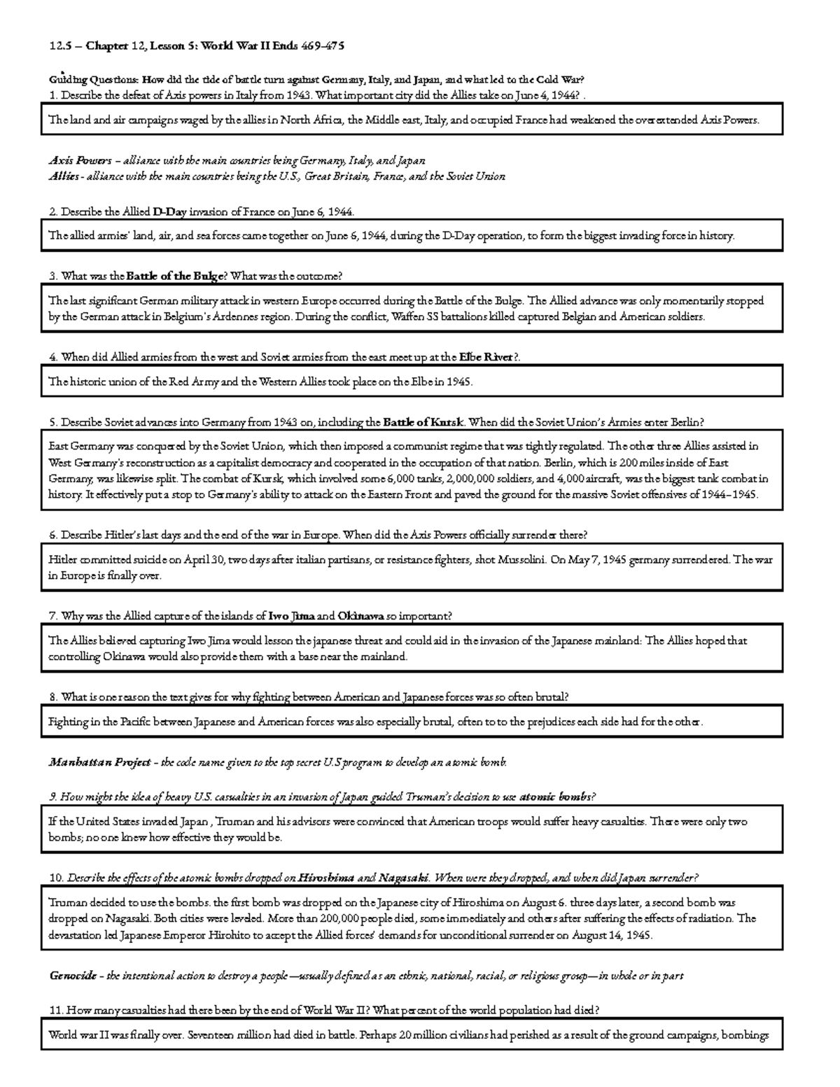 Lujuana Sena - Chapter 12, Lesson 5 World War II Ends - 12 – Chapter 12 ...