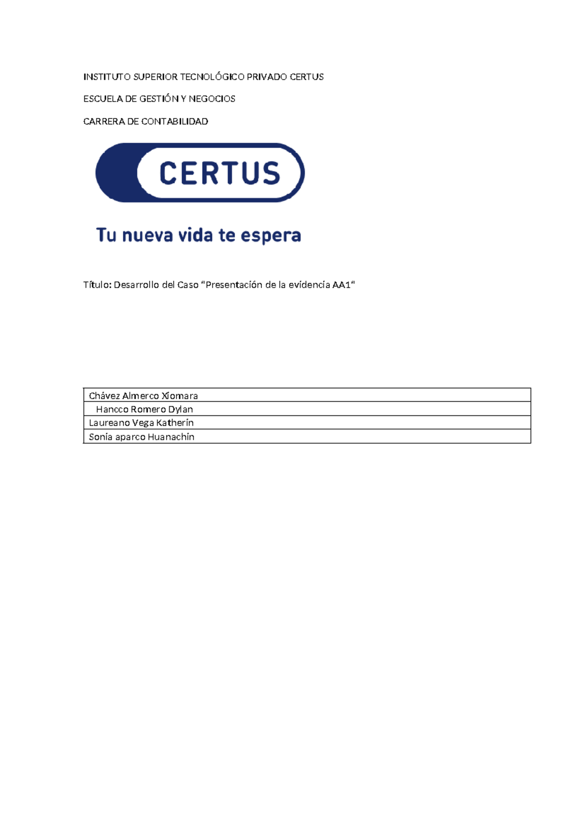 Aeae - INSTITUTO SUPERIOR TECNOLÓGICO PRIVADO CERTUS ESCUELA DE GESTIÓN ...