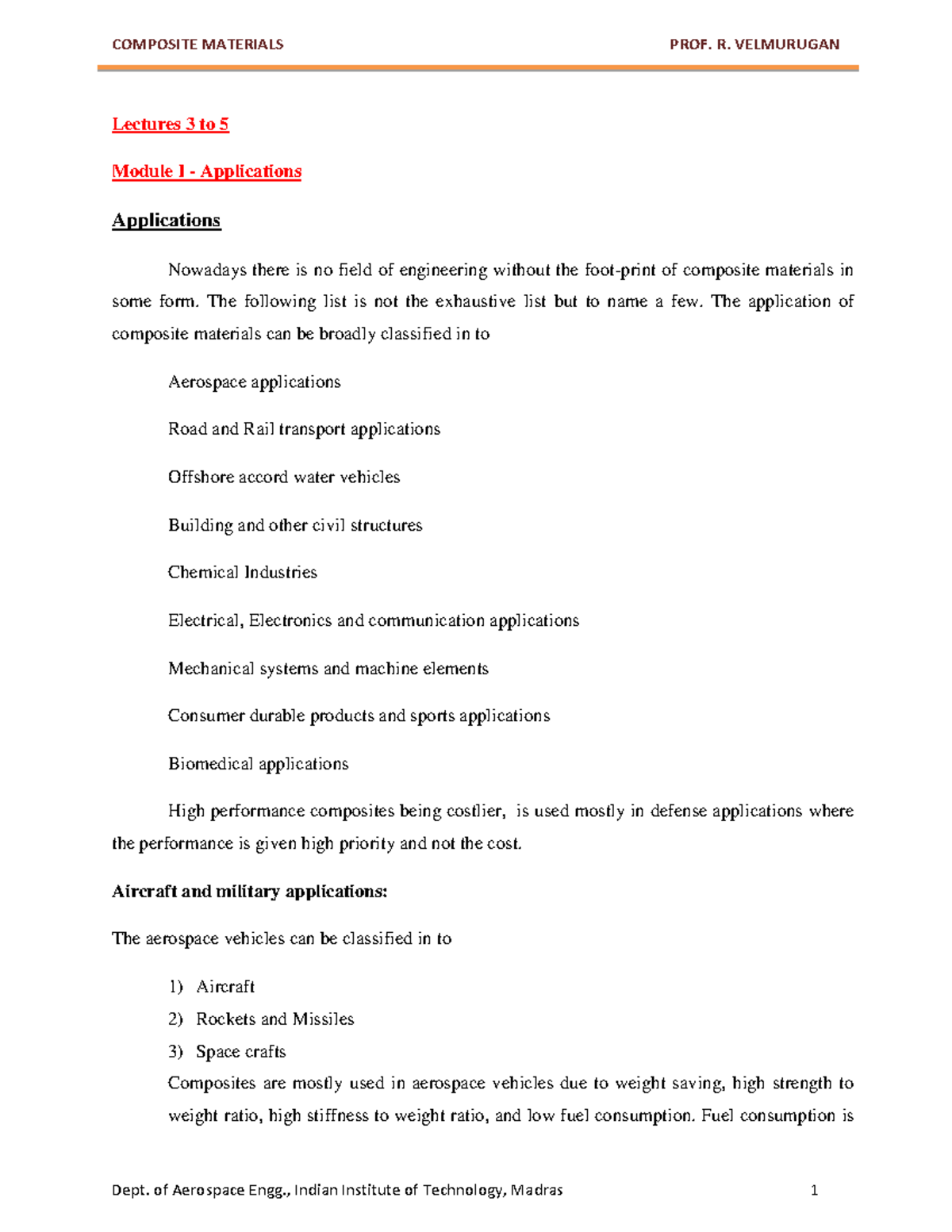 Mod01lec02 - Lectures 3 to 5 Module I - Applications Applications ...