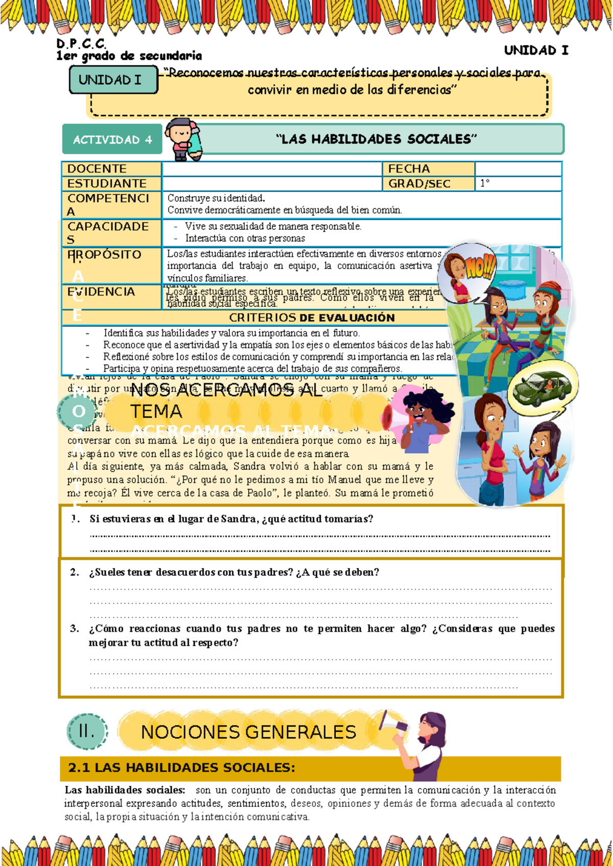1° DPCC -ACTV.04-UNI.1 2024 - 1er grado de secundaria UNIDAD I ¿Podemos ponernos de acuerdo ...