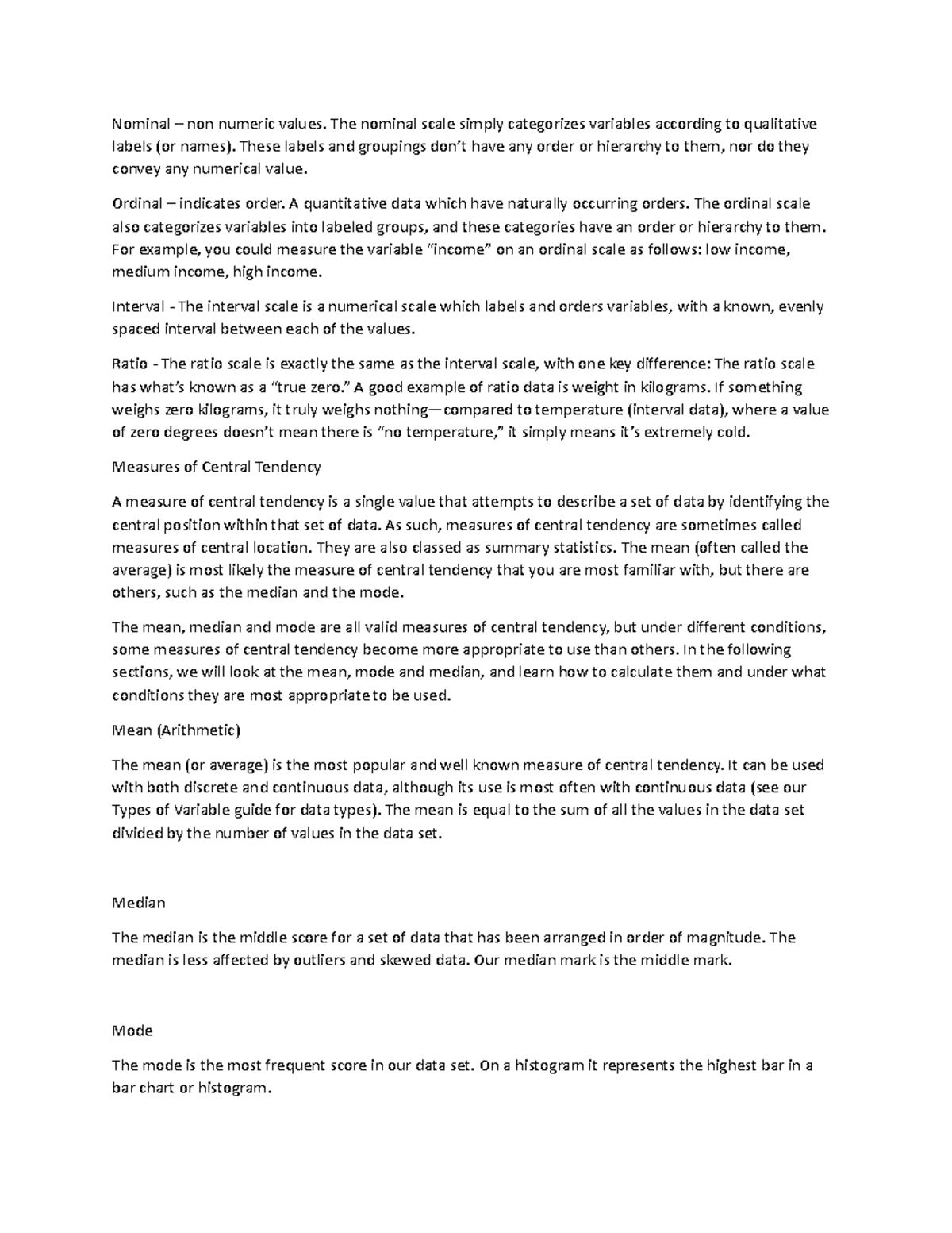 Statistics - Measurement - Nominal – non numeric values. The nominal ...