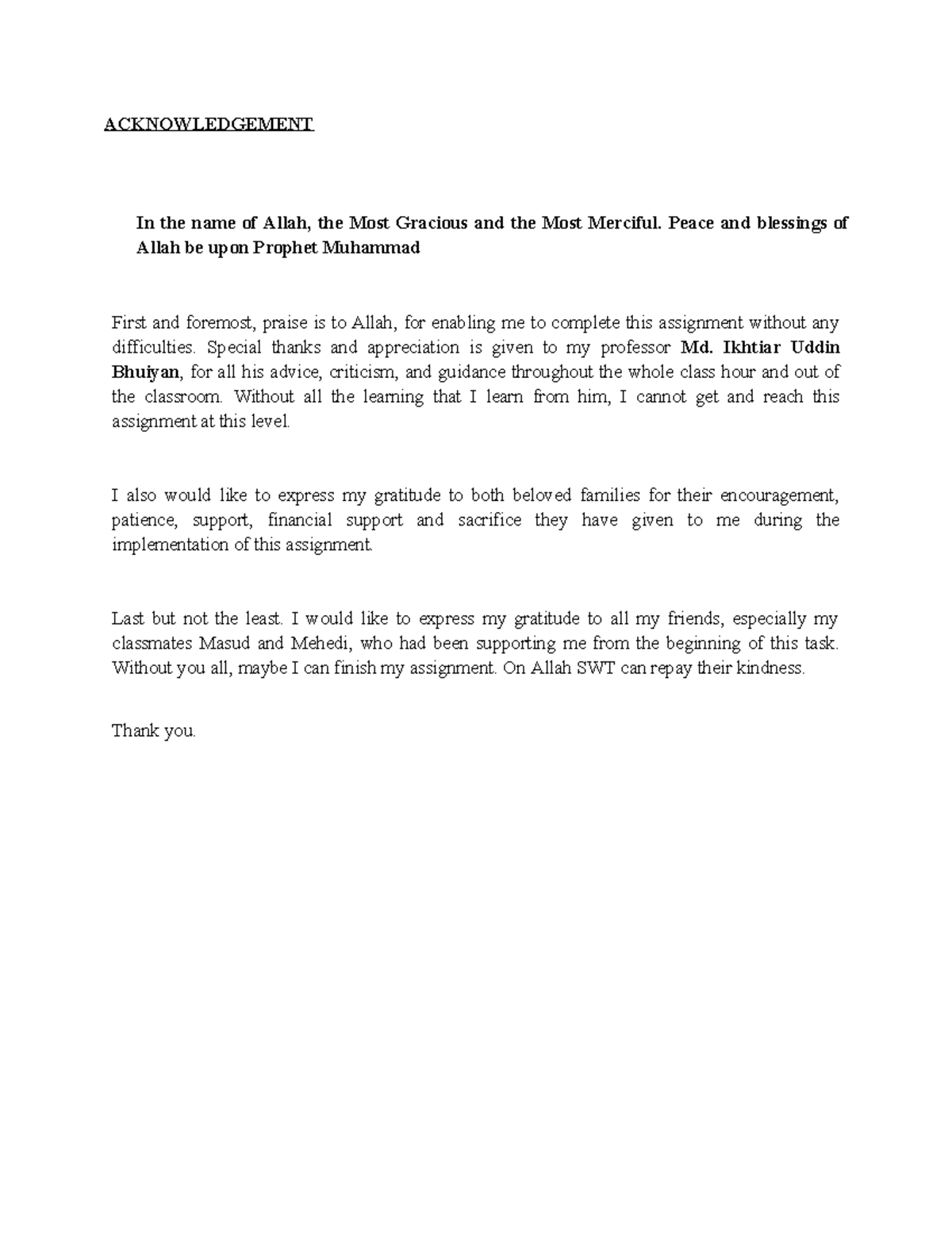 MOjo Assn - to learn it will help a lot - ACKNOWLEDGEMENT In the name ...