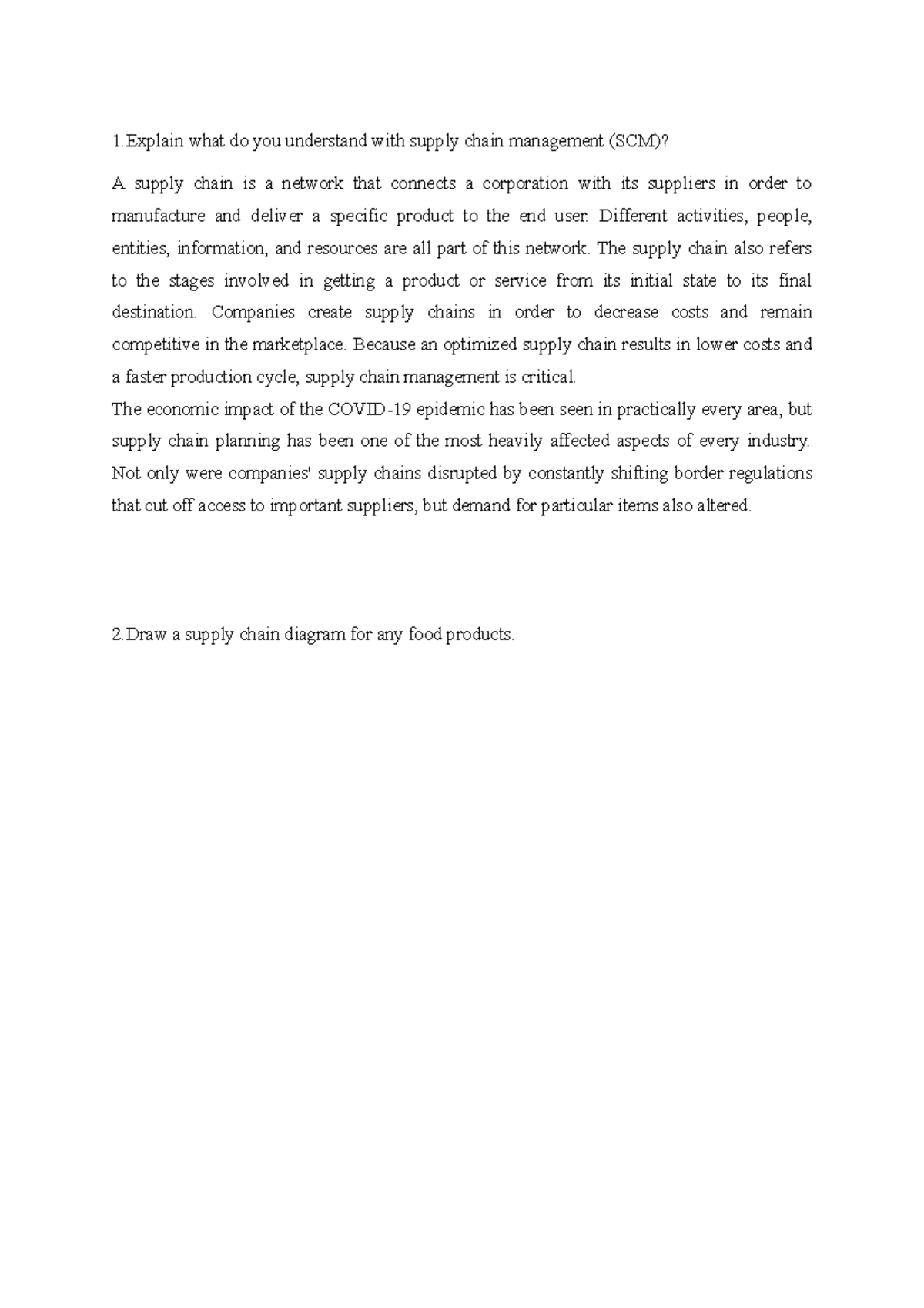Supply Chain Q1 - ASSIGNMENT - 1 what do you understand with supply ...