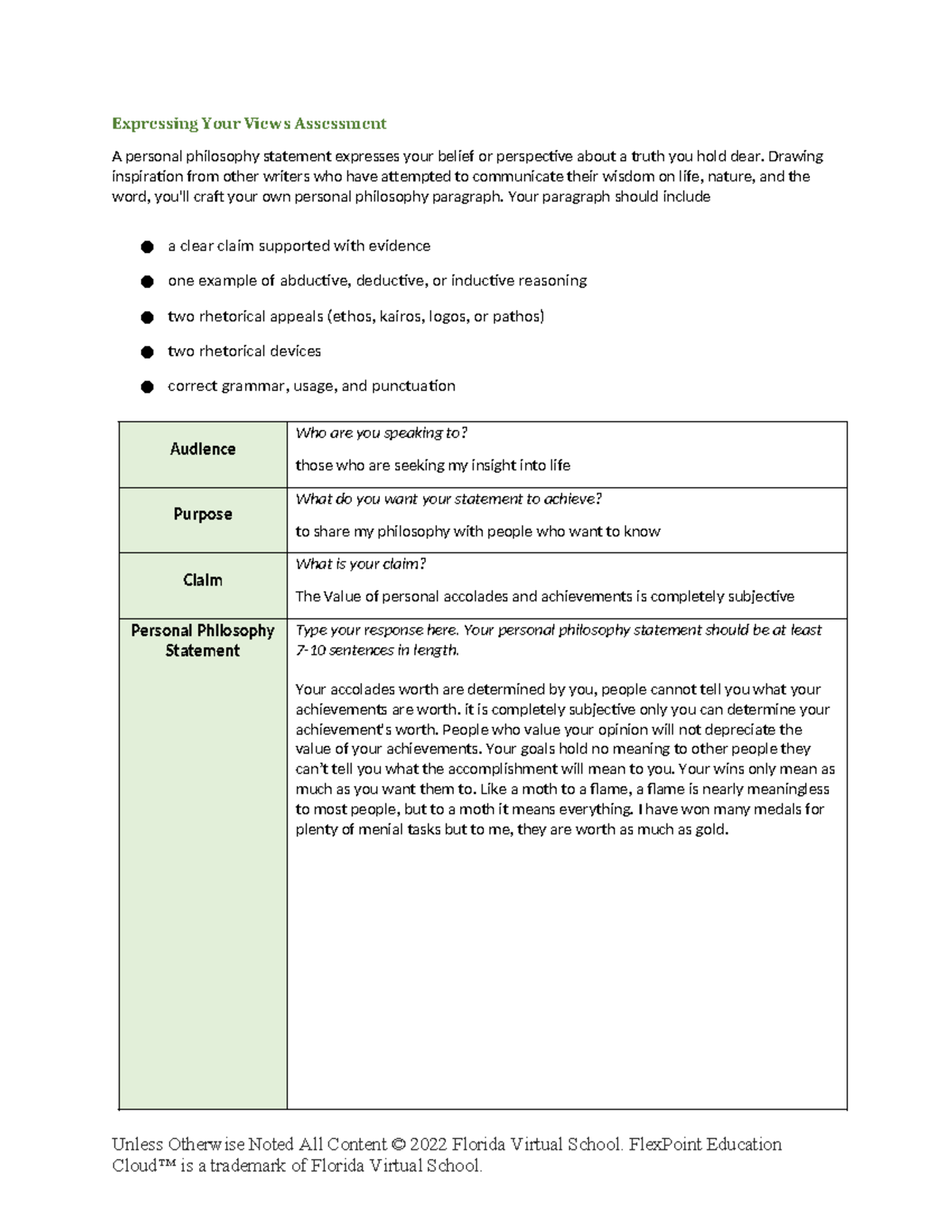 4.05 Assessment - 4.05 assesment - Expressing Your Views Assessment A ...