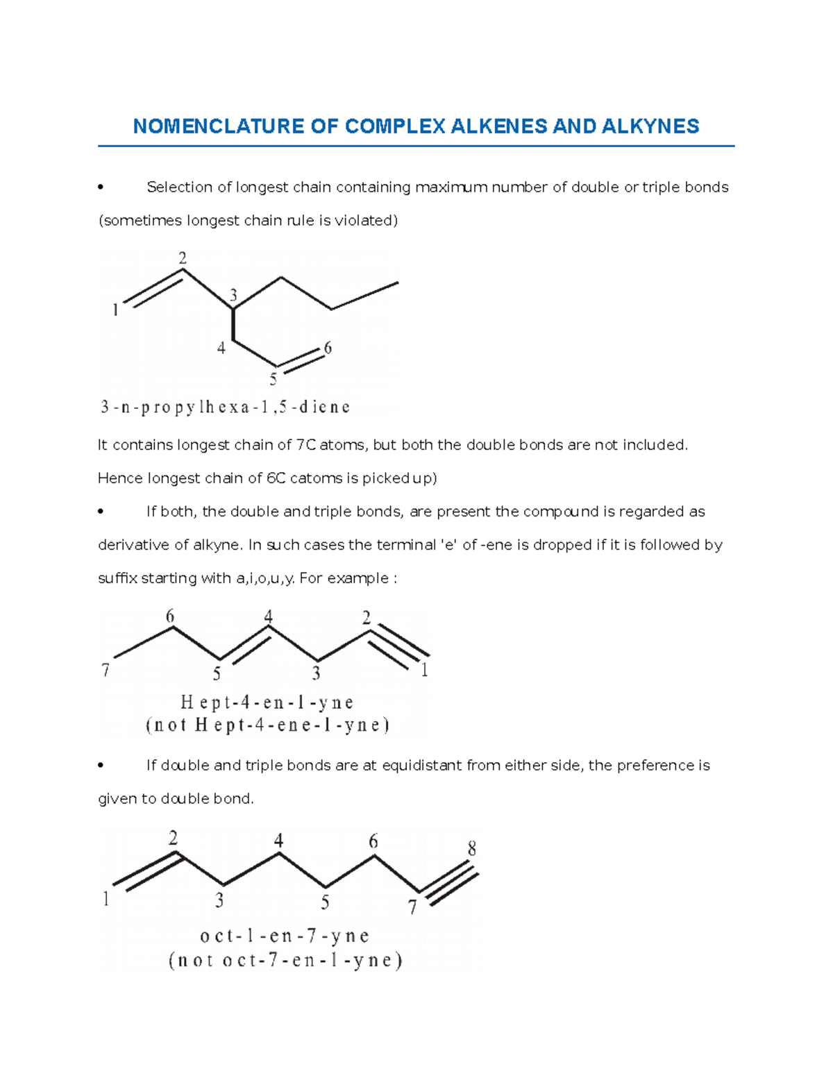 Nomenclature OF Complex Alkenes AND Alkynes part 3 - NOMENCLATURE OF COMPLEX ALKENES AND ALKYNES ...