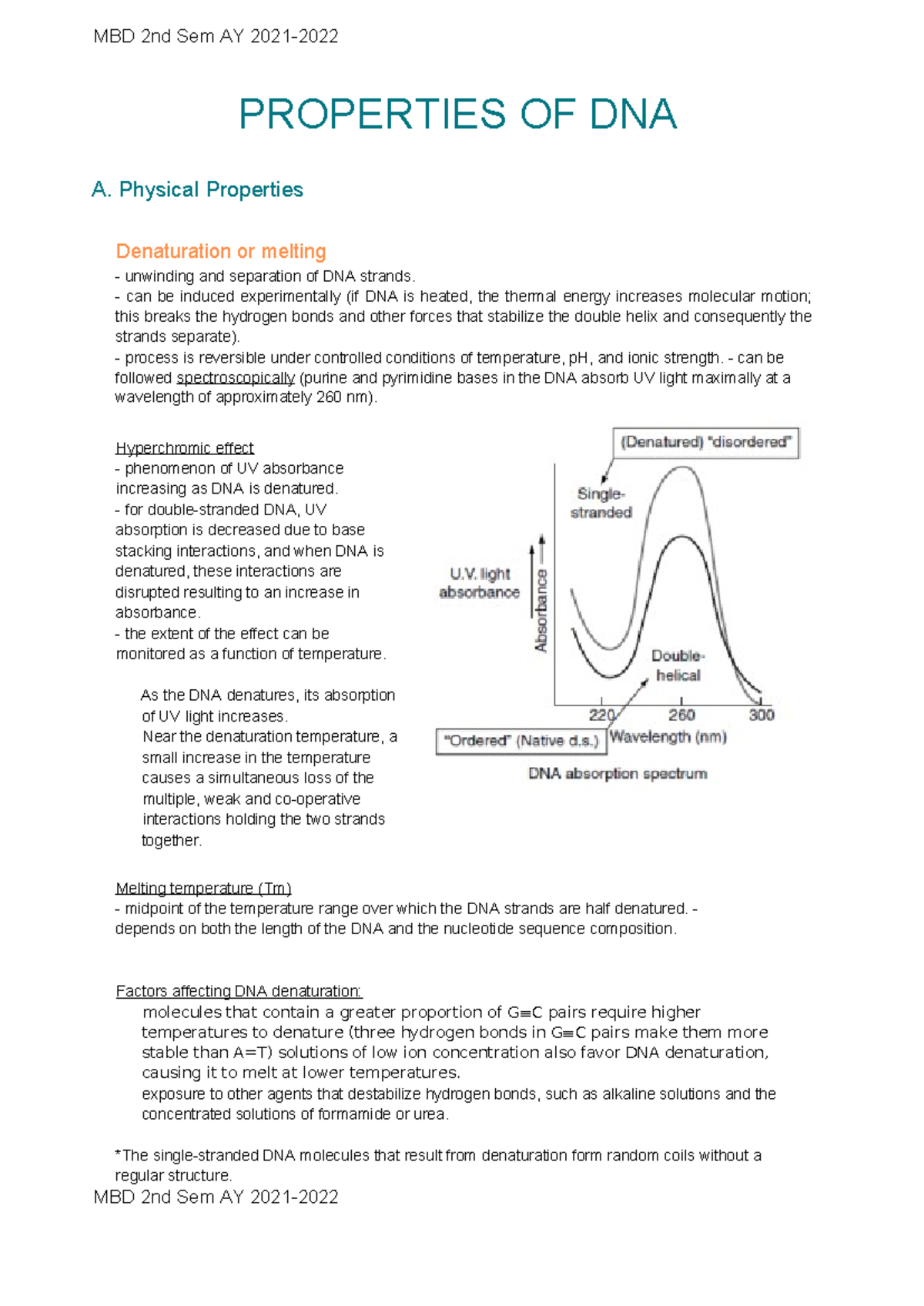 05 Lecture 3 - Physical & Chemical Properties of DNA - MBD 2nd Sem AY ...
