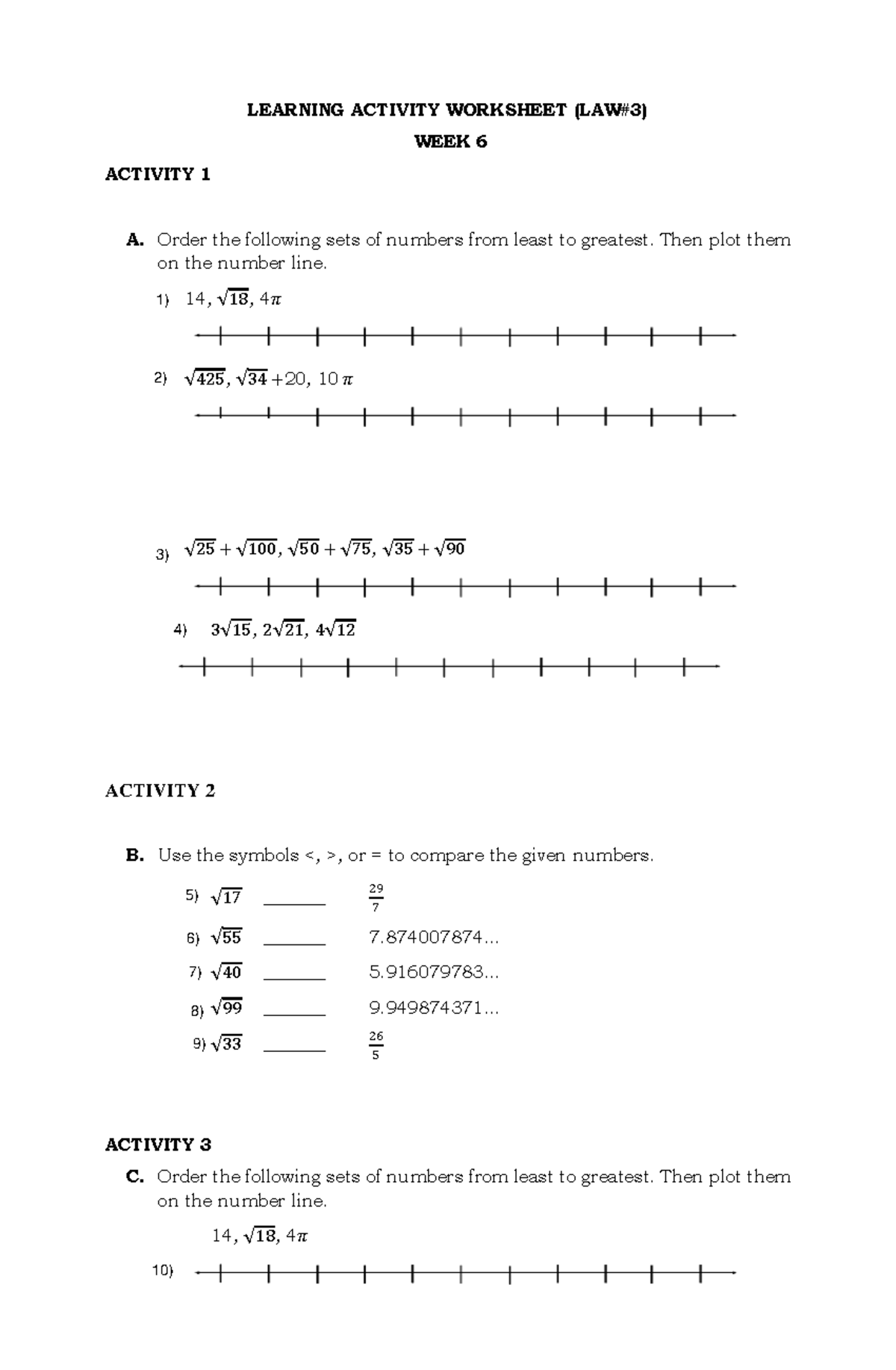 LAW Week6 - Math - LEARNING ACTIVITY WORKSHEET (LAW#3) WEEK 6 ACTIVITY ...