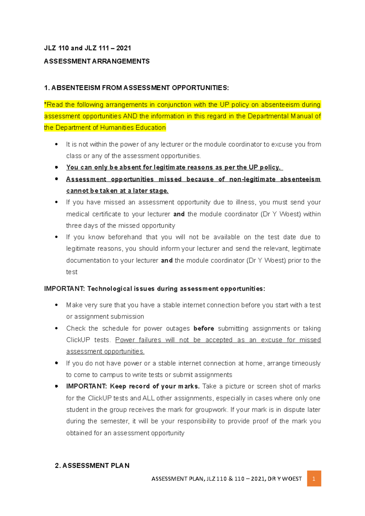 Assessment plan-2021-JLZ - JLZ 110 and JLZ 111 – 2021 ASSESSMENT ...