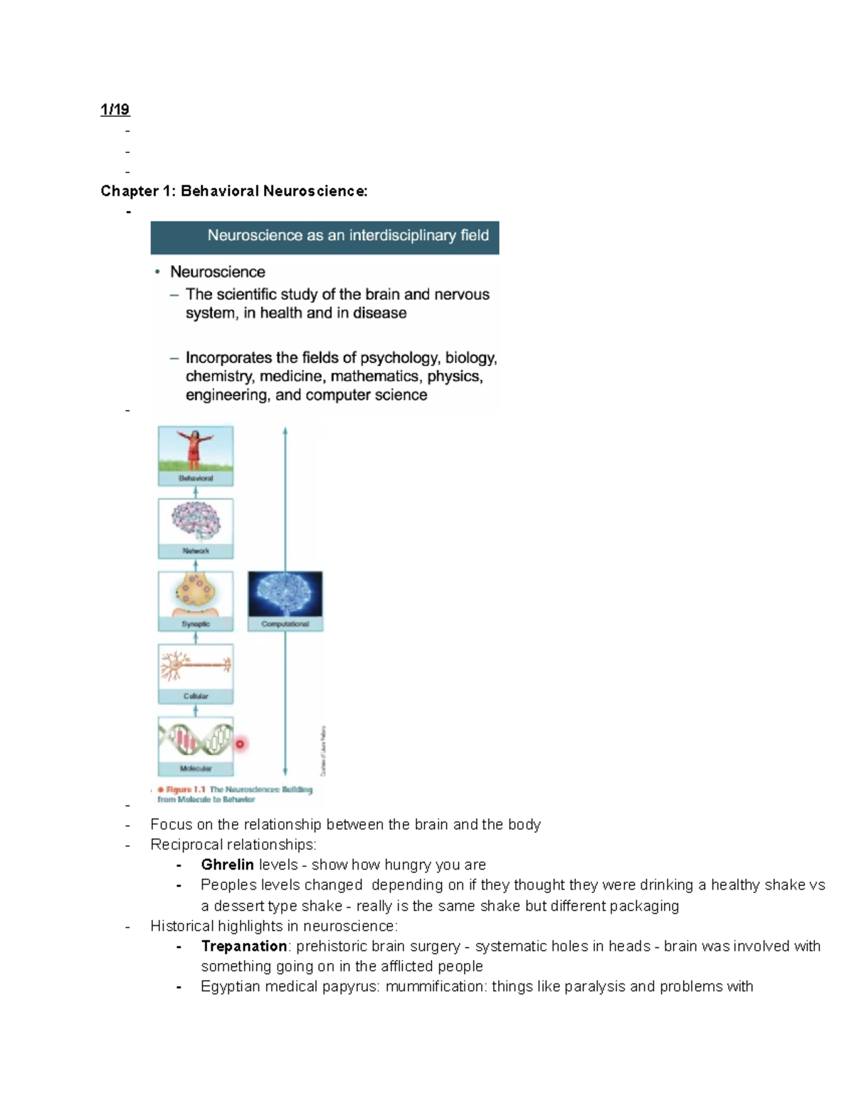 Psycho Bio - Full notes - 1/ - Chapter 1: Behavioral Neuroscience ...