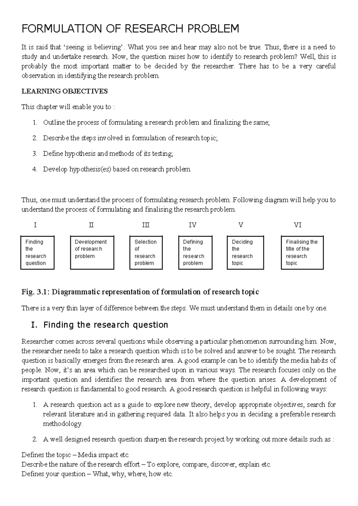 Formulation of Research problem - FORMULATION OF RESEARCH PROBLEM It is ...