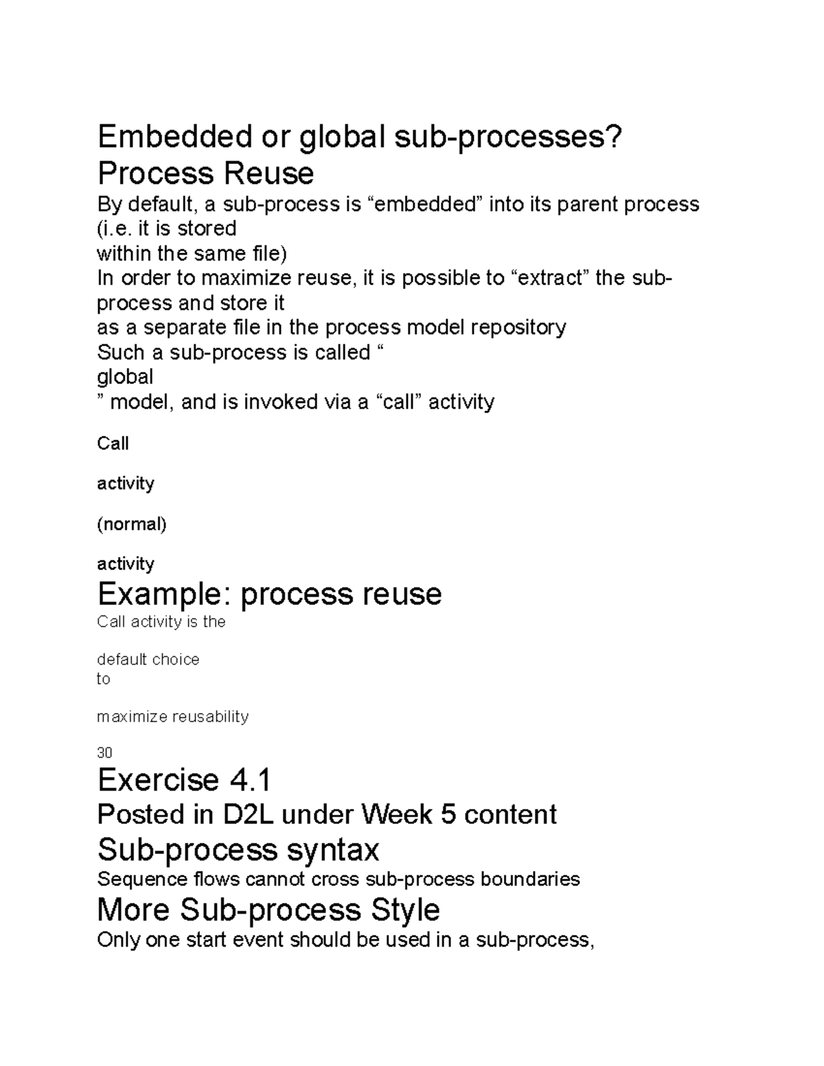 ITM415 - 5 - Notes - Embedded or global sub-processes? Process Reuse By ...