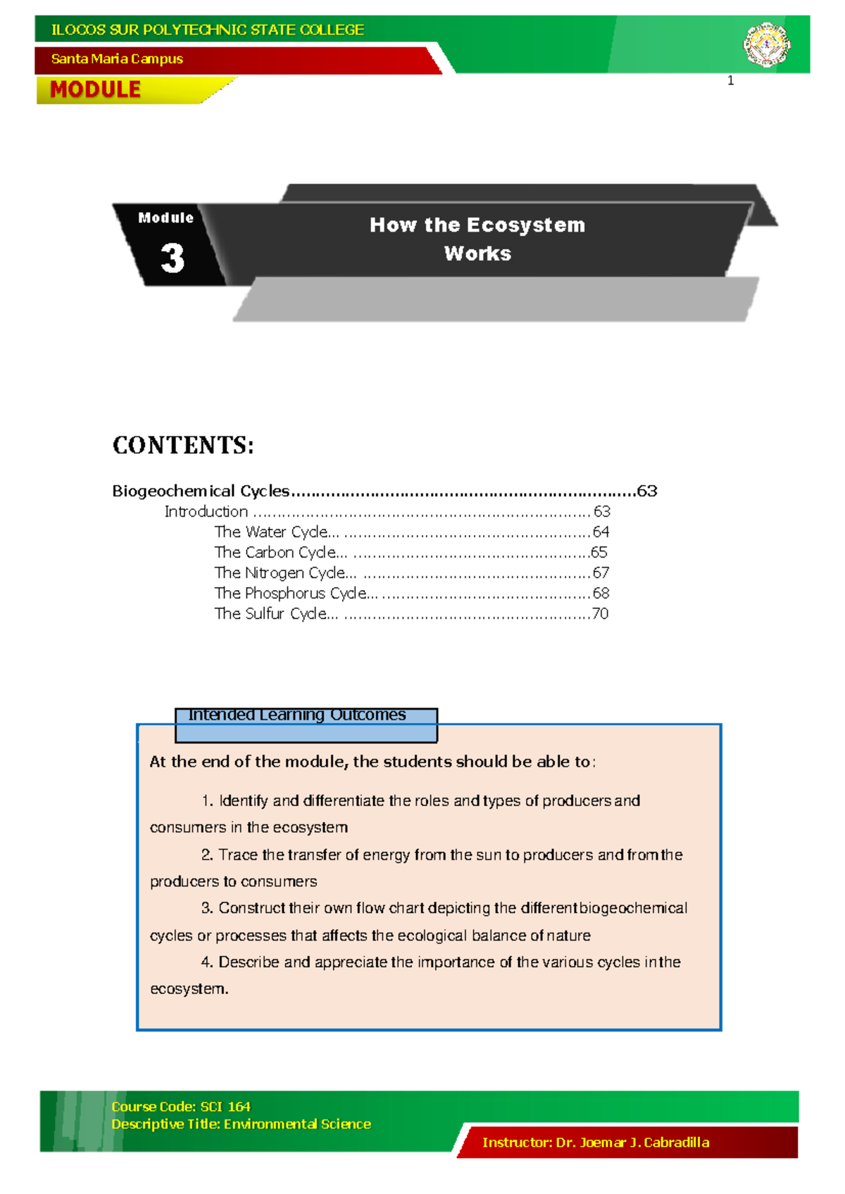 Module-3 - hehe - Santa Maria Campus MODULE 1 Course Code: SCI 164 ...