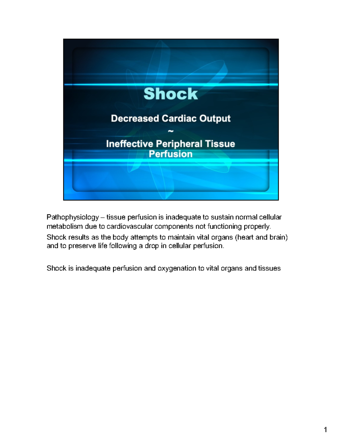 Unit 2 Ineffective Tissue Perfusion PP FA 21 copy - Pathophysiology ...