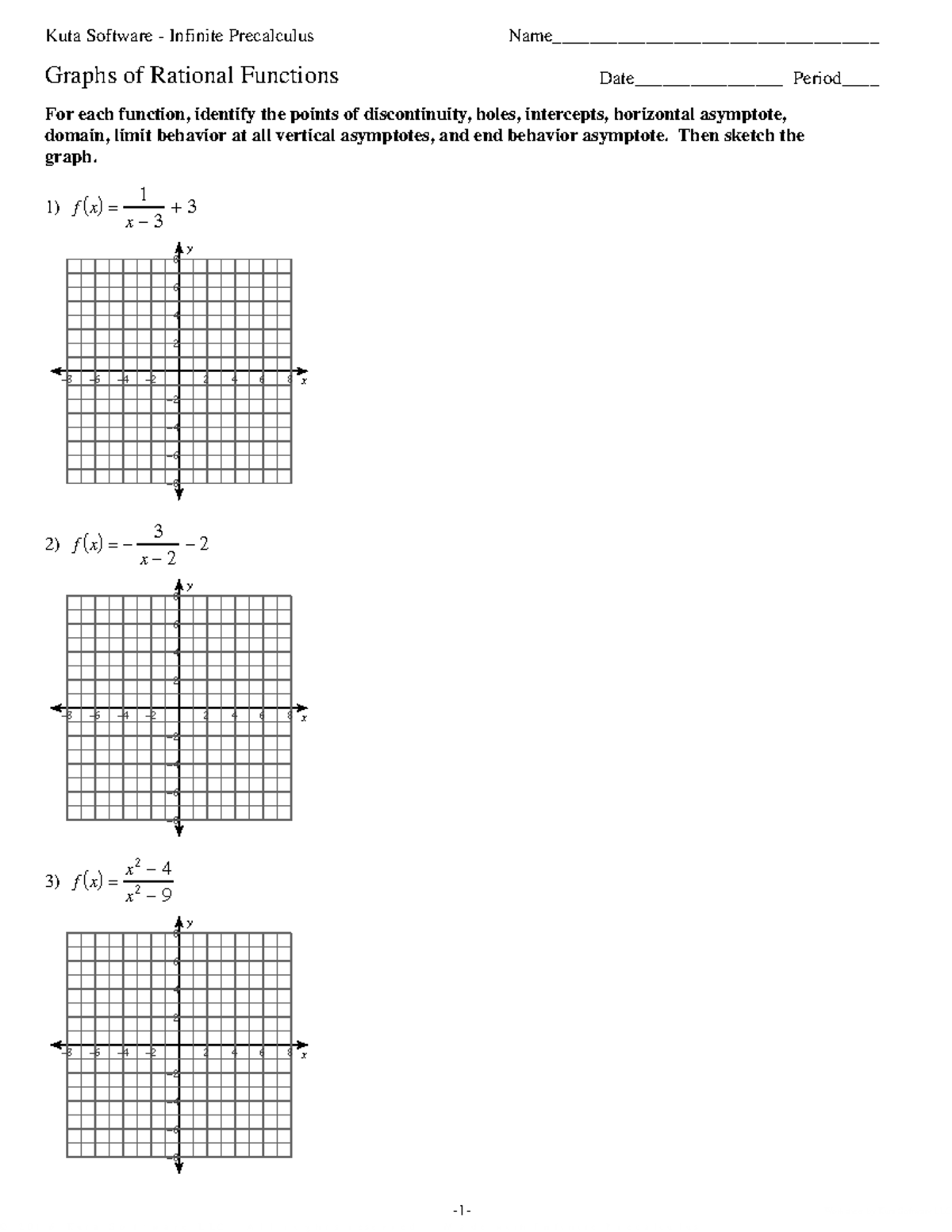 02 - Graphs of Rational Functions with solution key - bs Administration ...