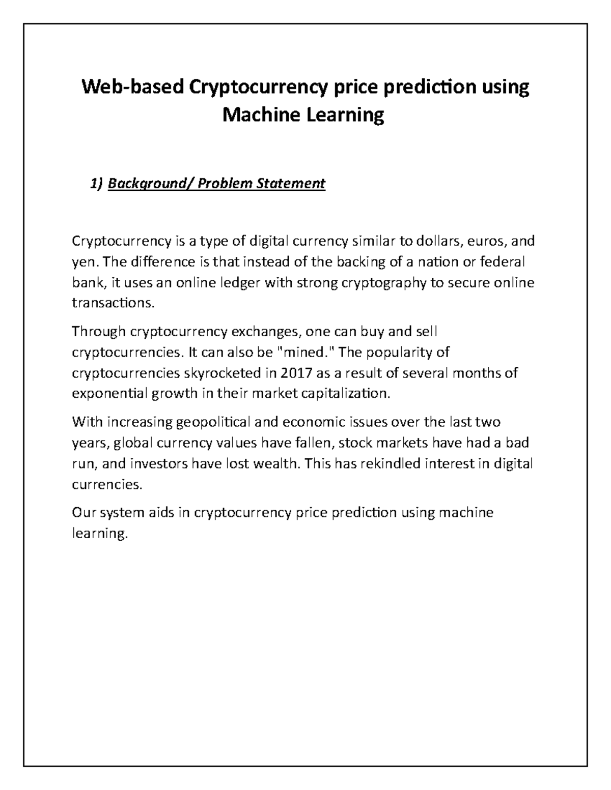 PY050 - Web-based Cryptocurrency price prediction using Machine ...