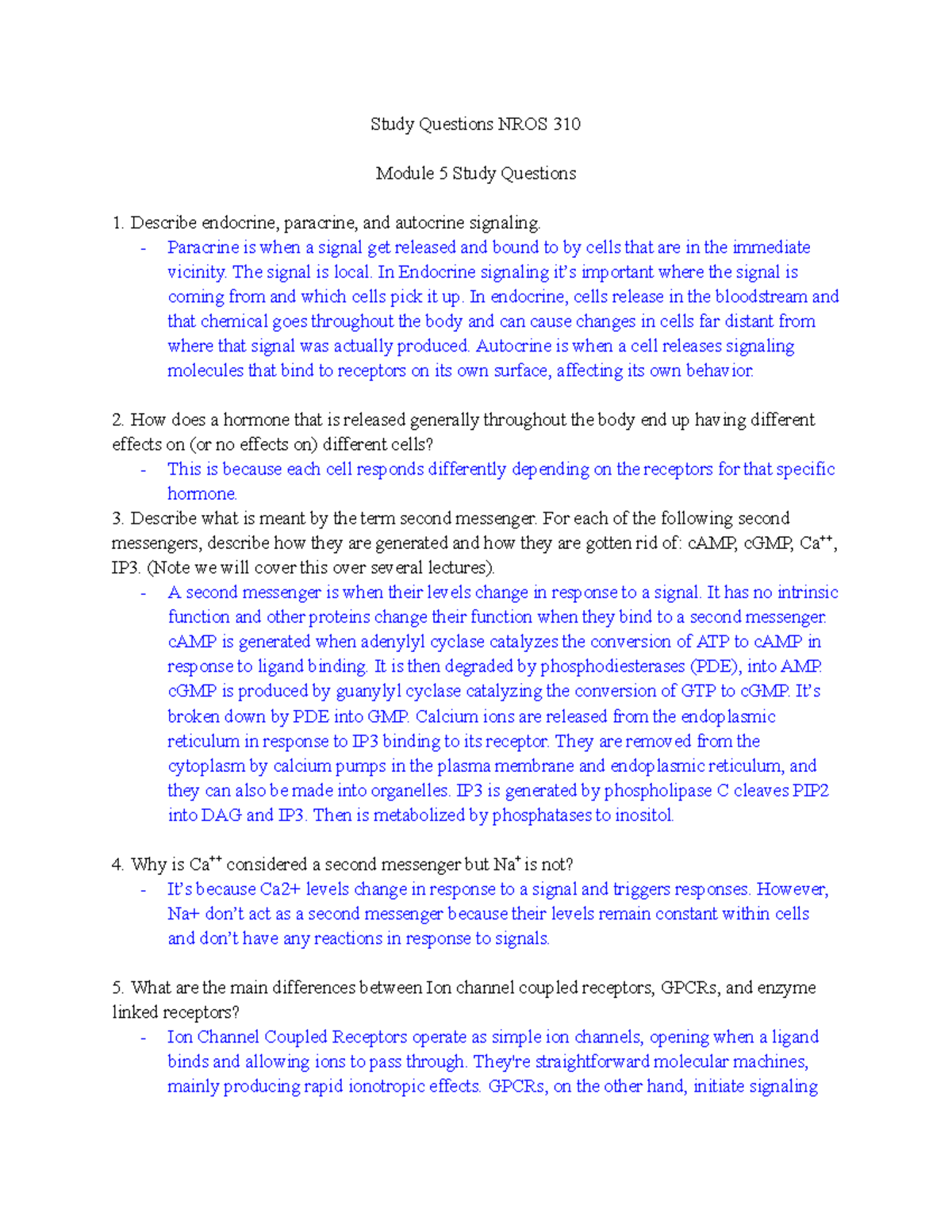 NROS 310 Module 5 Study Questions - Study Questions NROS 310 Module 5 ...