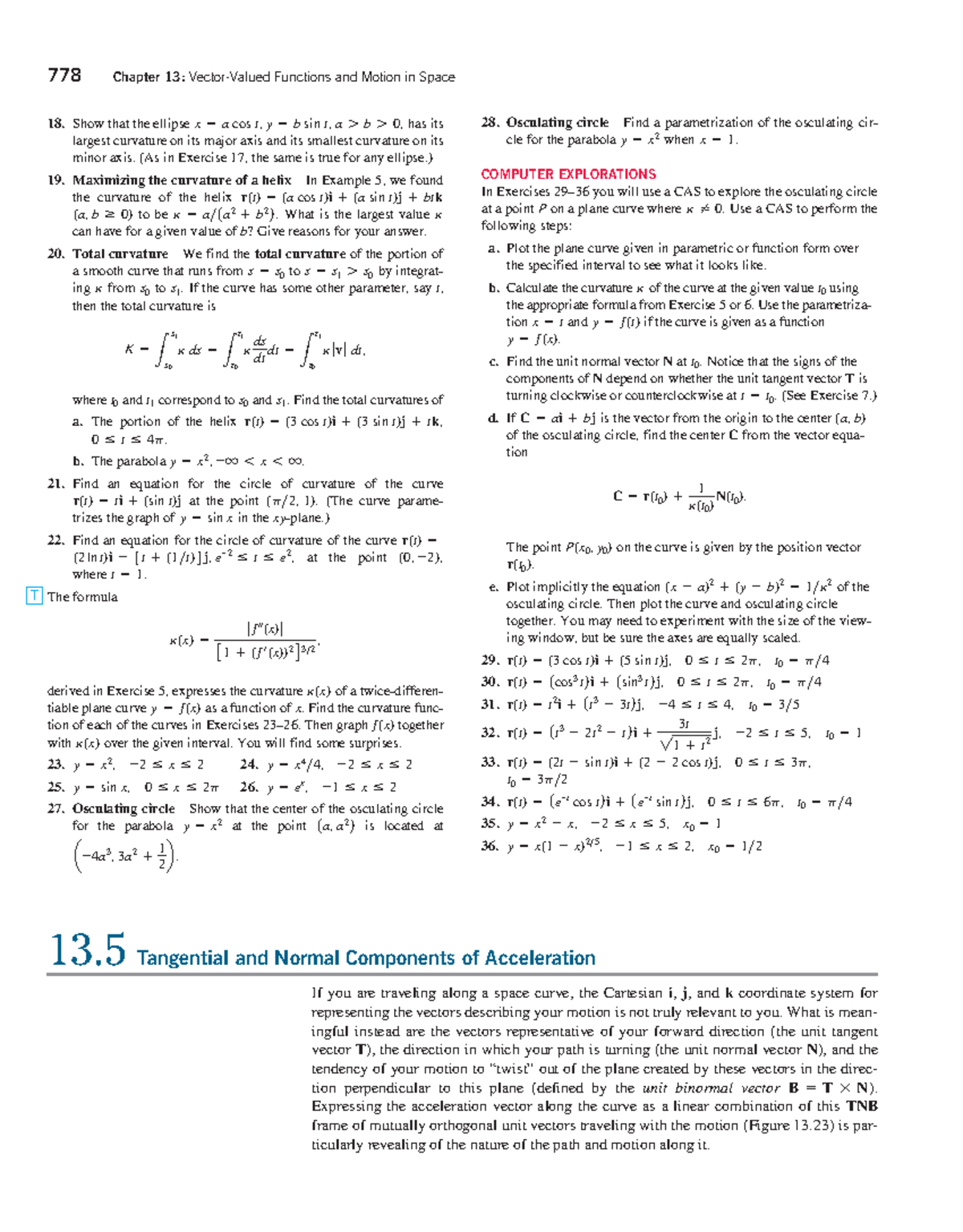 Math ch13-5 - math work - 778 Chapter 13: Vector-Valued Functions and Motion in Space 28 ...