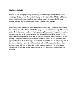 Reverse Curves 1 - Lecture notes 1 - CURVES Curves are regular bends ...